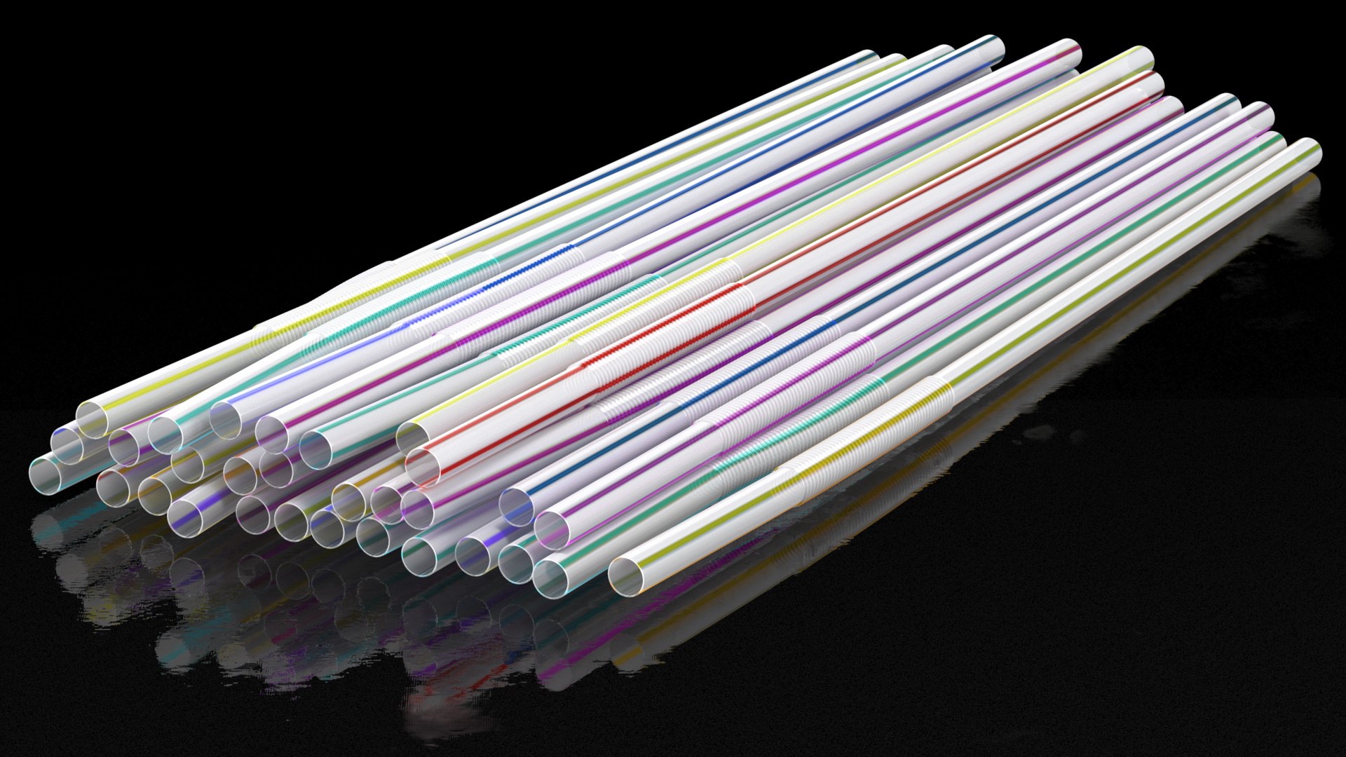 3D Pile Of Multi Colored Striped Drinking Straws - TurboSquid 1799509
