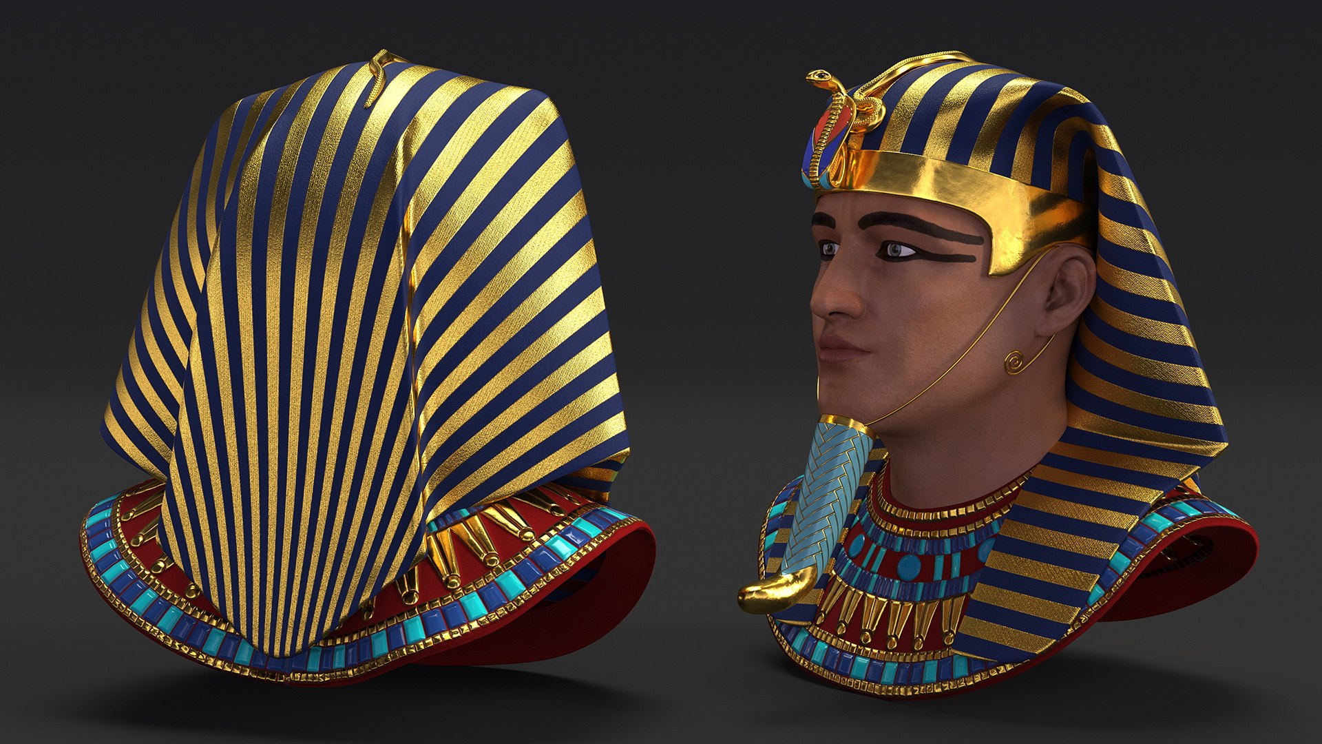 3D Head of Egyptian Pharaoh Rigged for Cinema 4D - TurboSquid 2092552