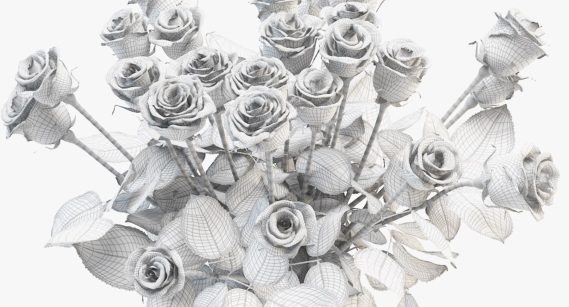 Rose Red Flower Bouquet Obj