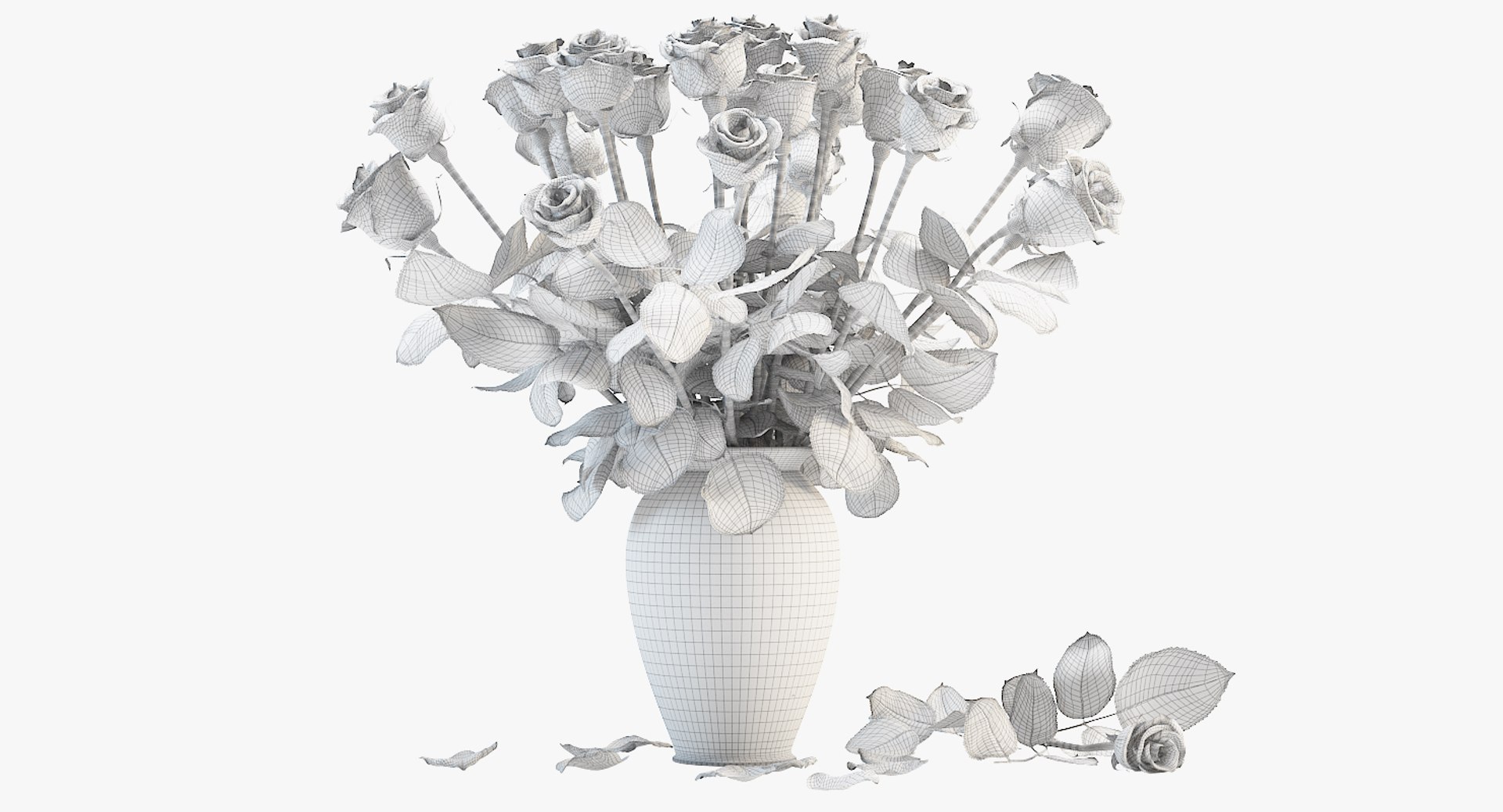 Rose Red Flower Bouquet Obj