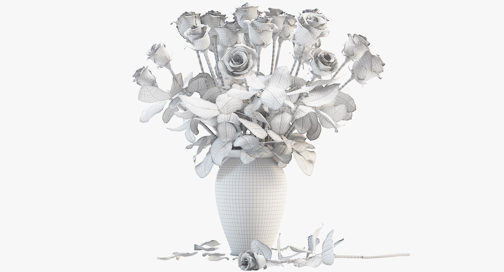 Rose Red Flower Bouquet Obj