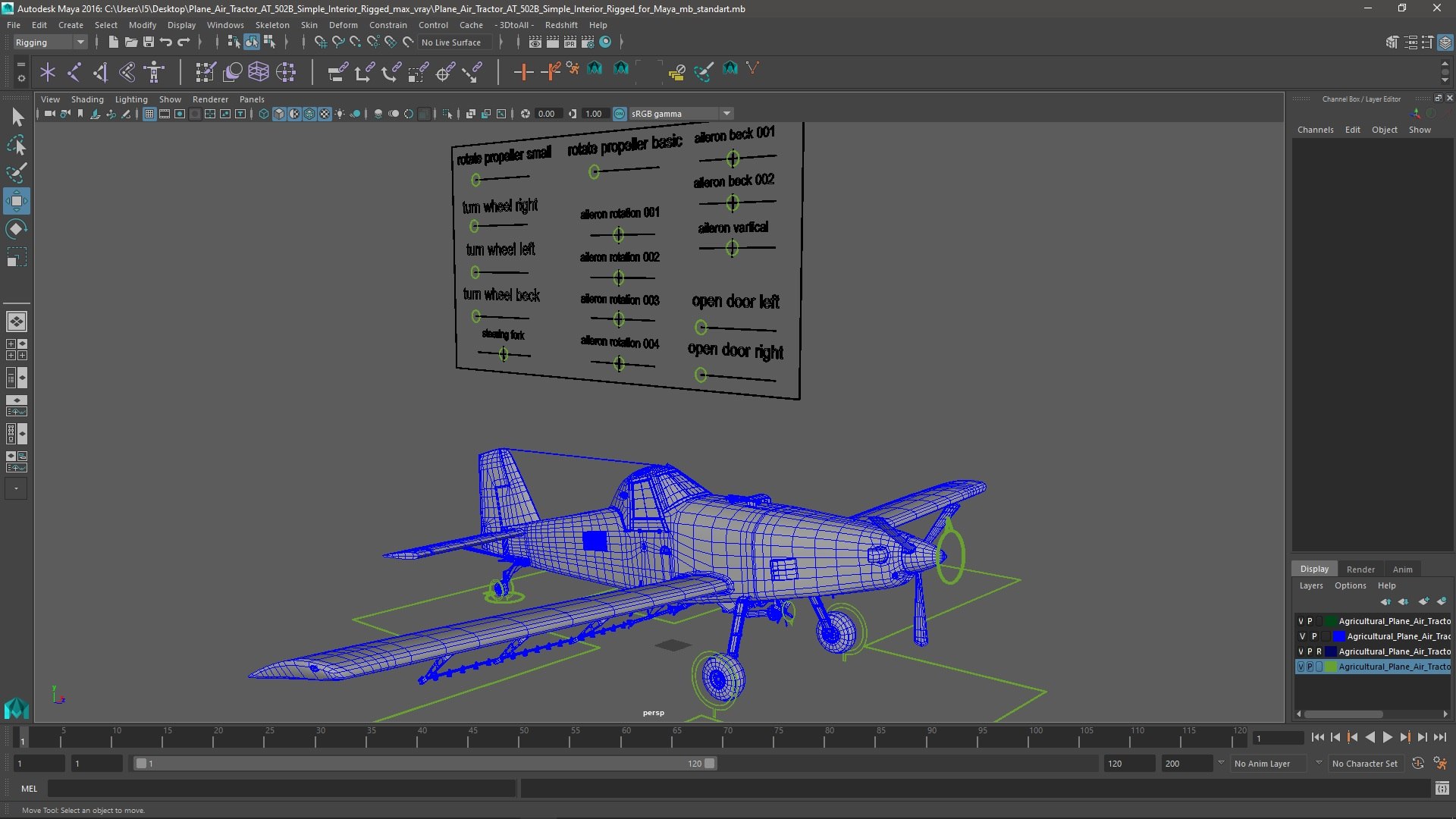 Plane Air Tractor AT 502B Simple Interior Rigged for Maya 3D model ...