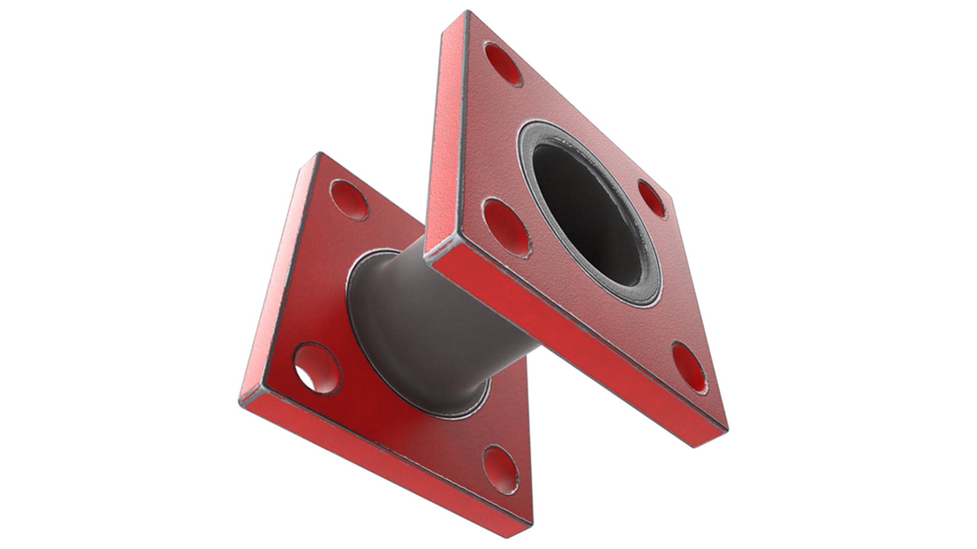 3D Double Square Flange Steel Painted Red PBR - TurboSquid 2299855