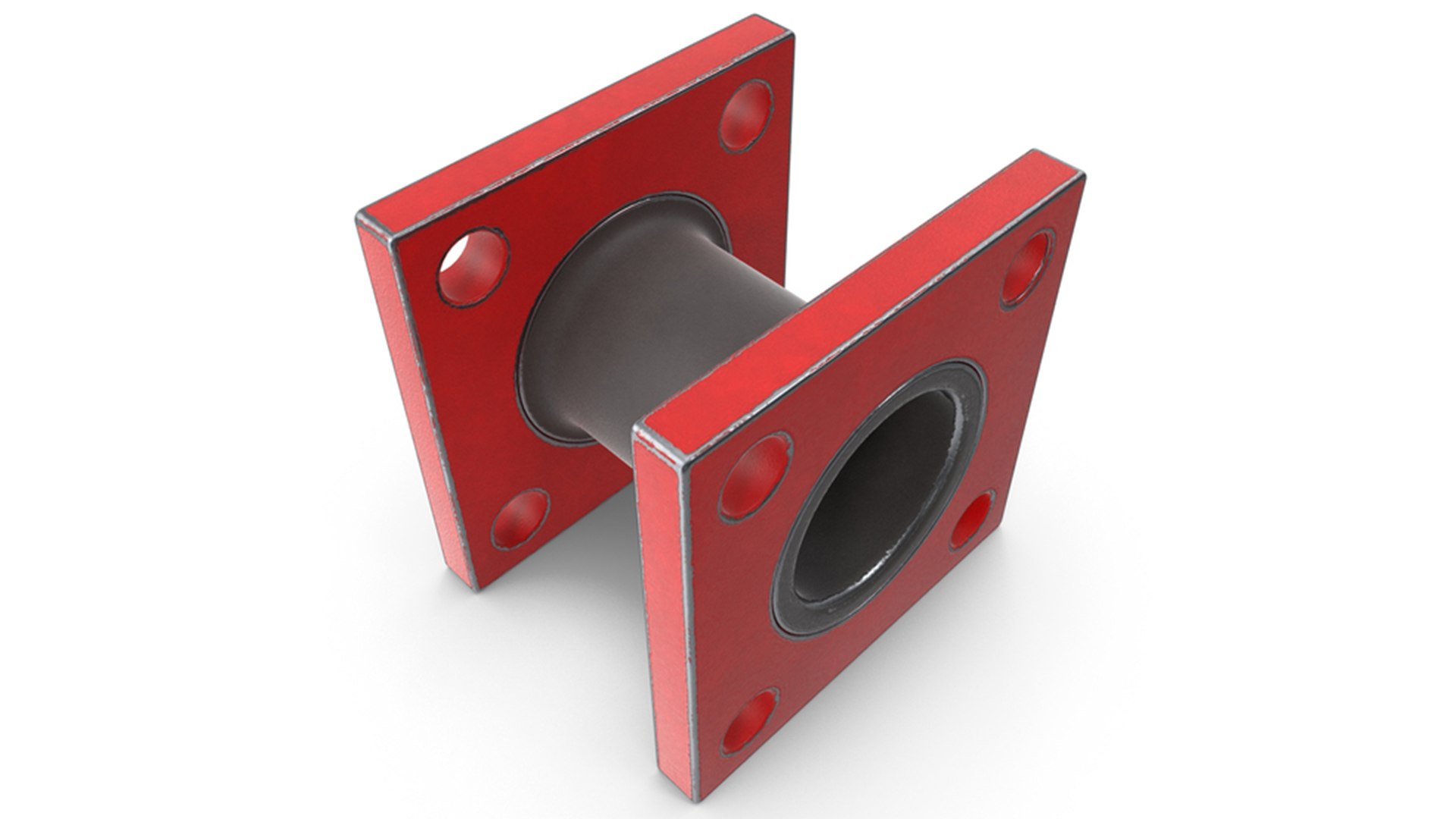 3D Double Square Flange Steel Painted Red PBR - TurboSquid 2299855