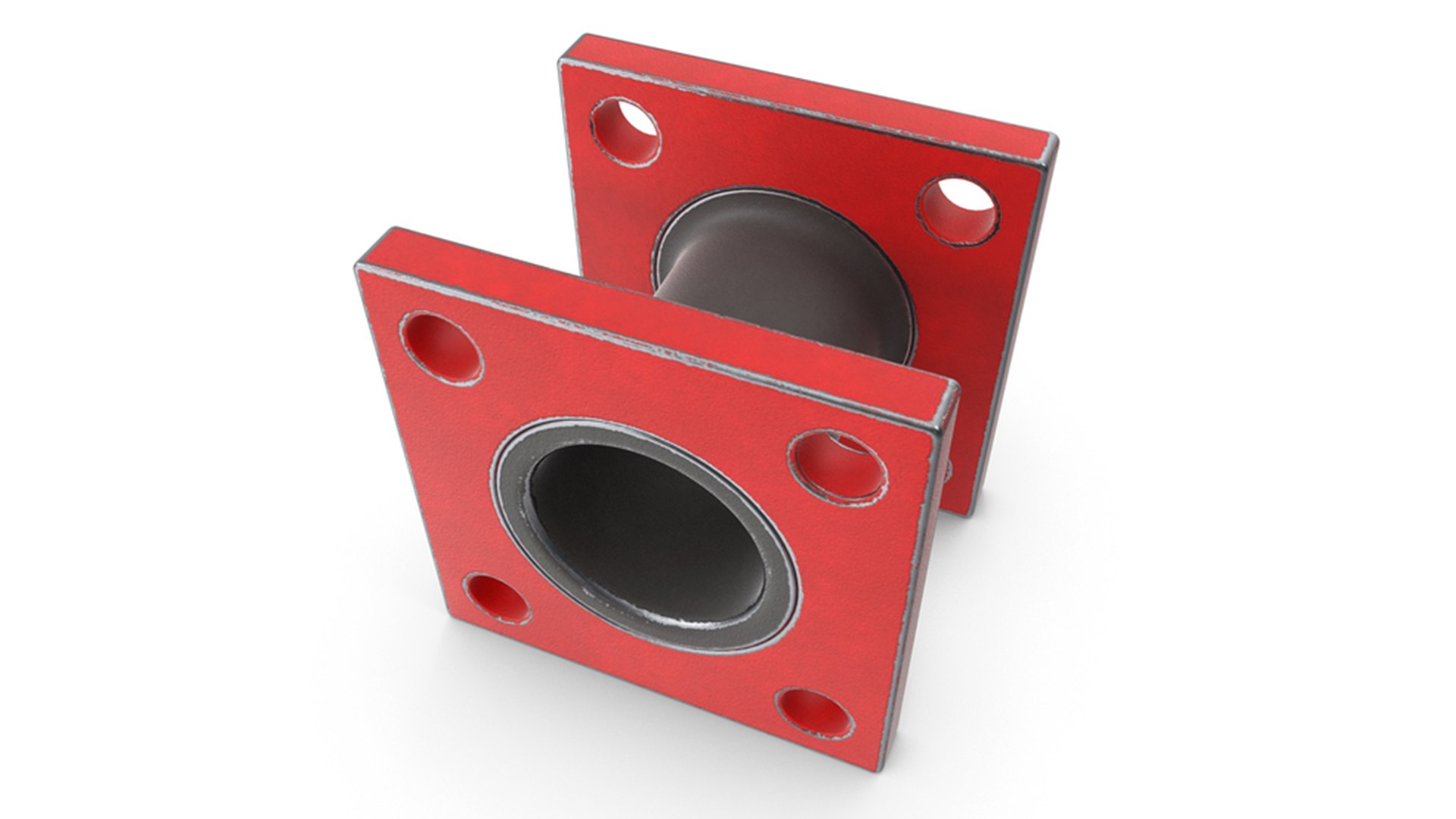 3D Double Square Flange Steel Painted Red PBR - TurboSquid 2299855