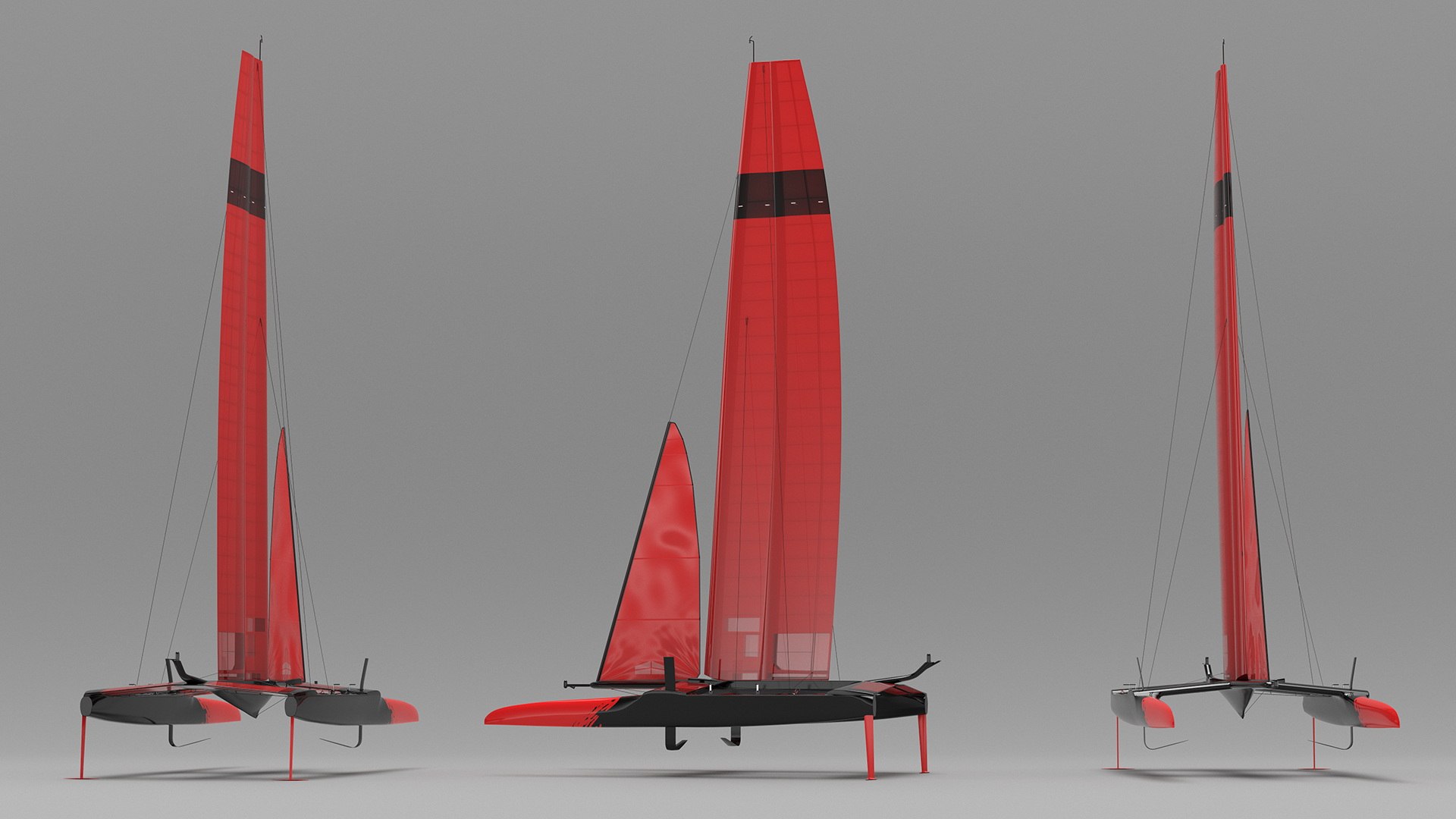 Sail Race Yacht Red 3D - TurboSquid 2185907