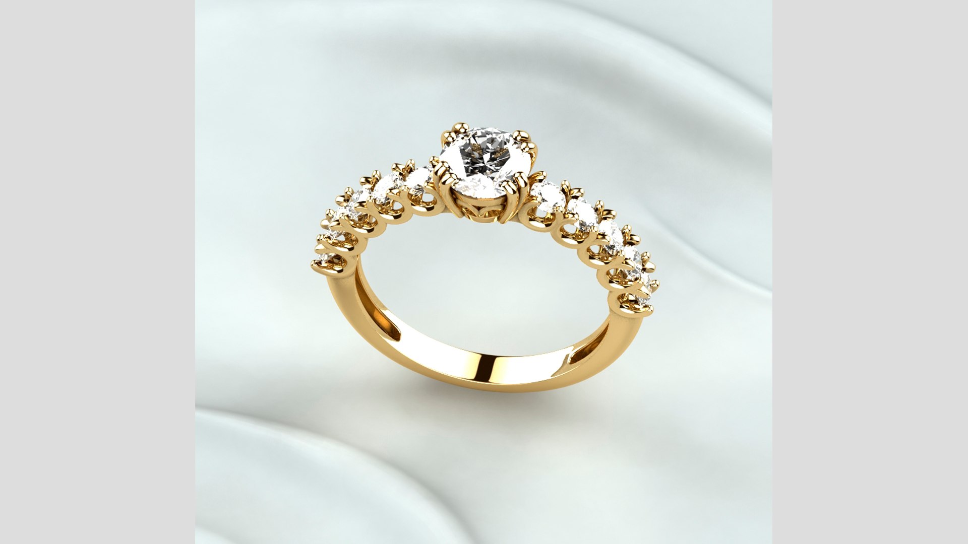 3D 5mm Diamond Gold Ring model - TurboSquid 1869042