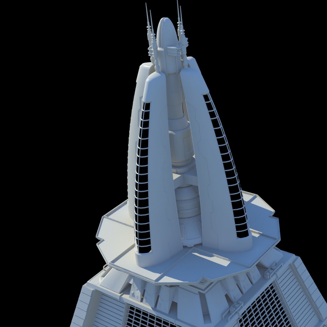 futuristic building obj