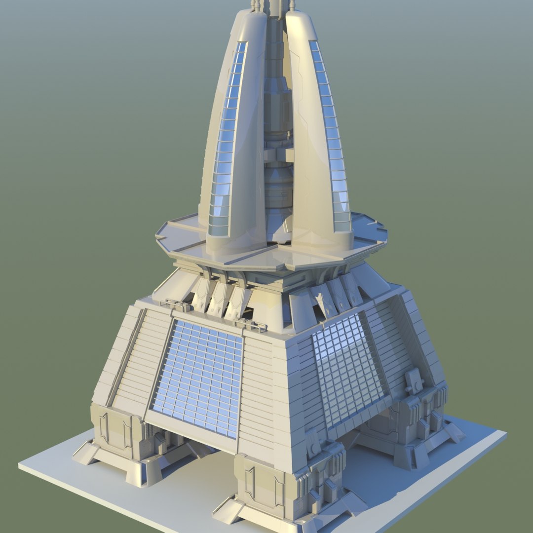 futuristic building obj