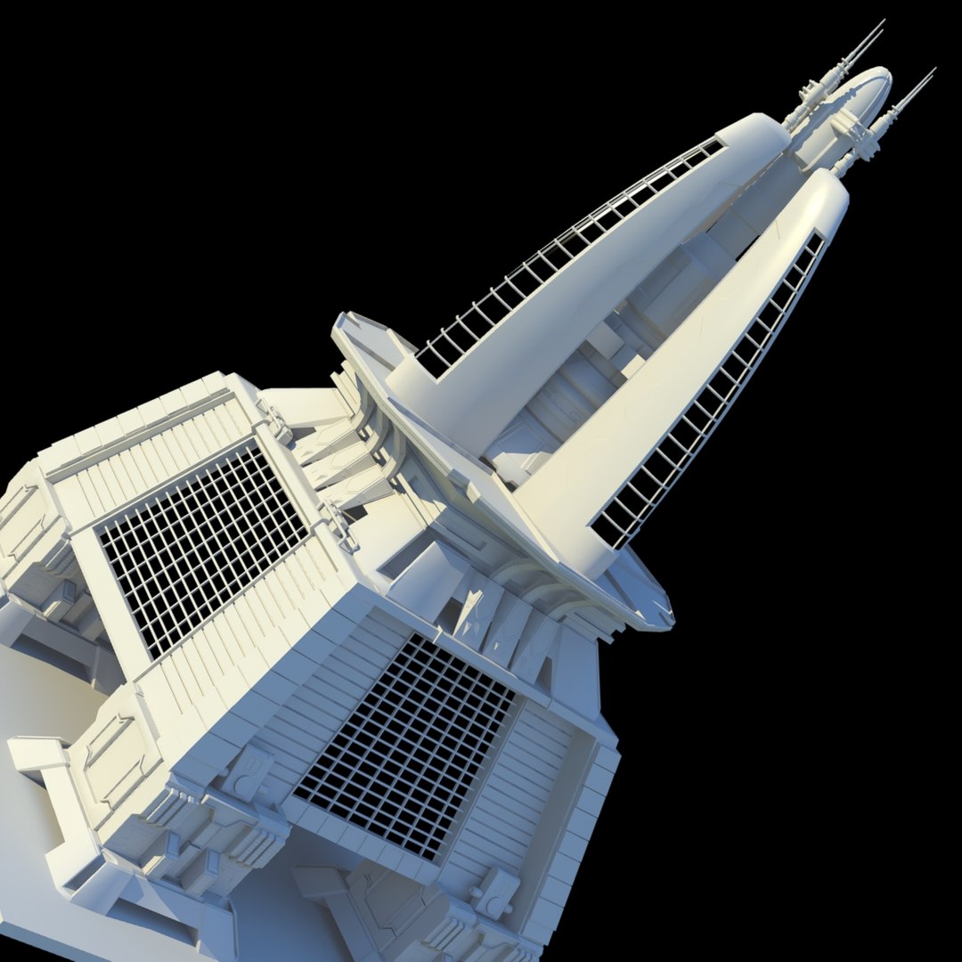 futuristic building obj