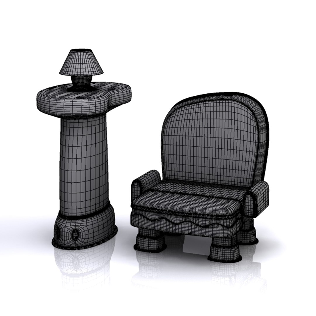 3d Furniture Toy Chair Nightstand Model