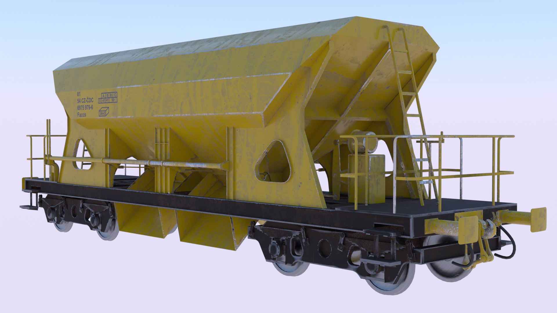 Hopper Wagon PBR Yellow 3D Model - TurboSquid 2240624