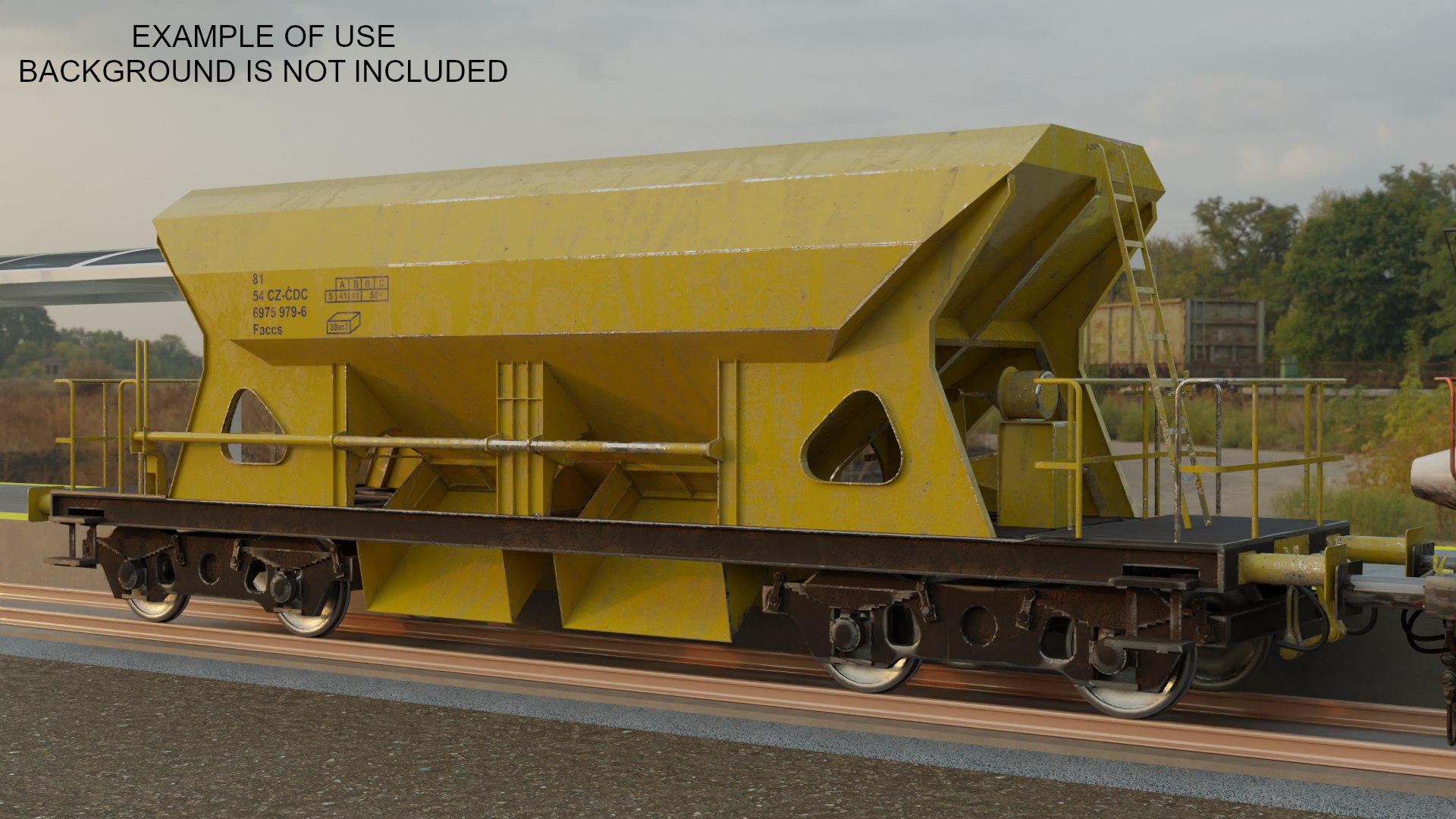 Hopper Wagon PBR Yellow 3D Model - TurboSquid 2240624