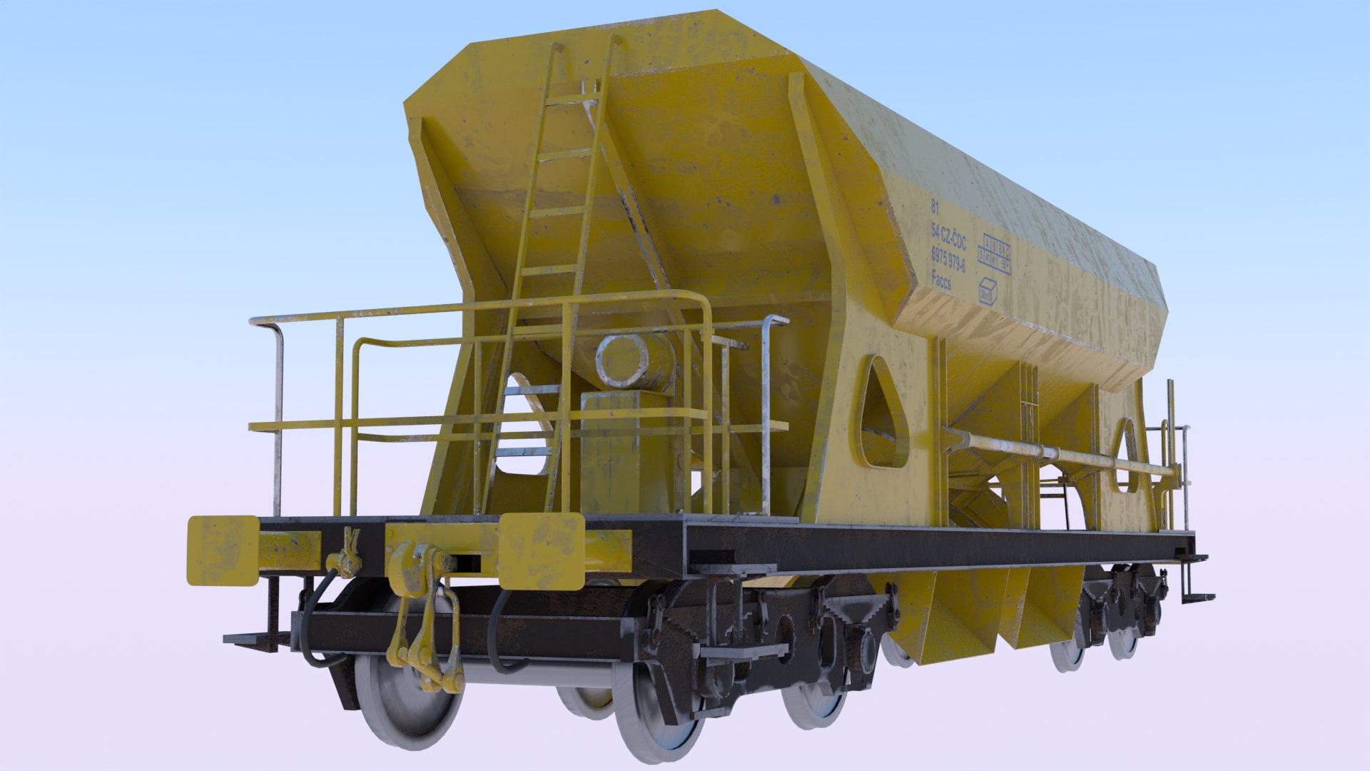 Hopper Wagon PBR Yellow 3D Model - TurboSquid 2240624