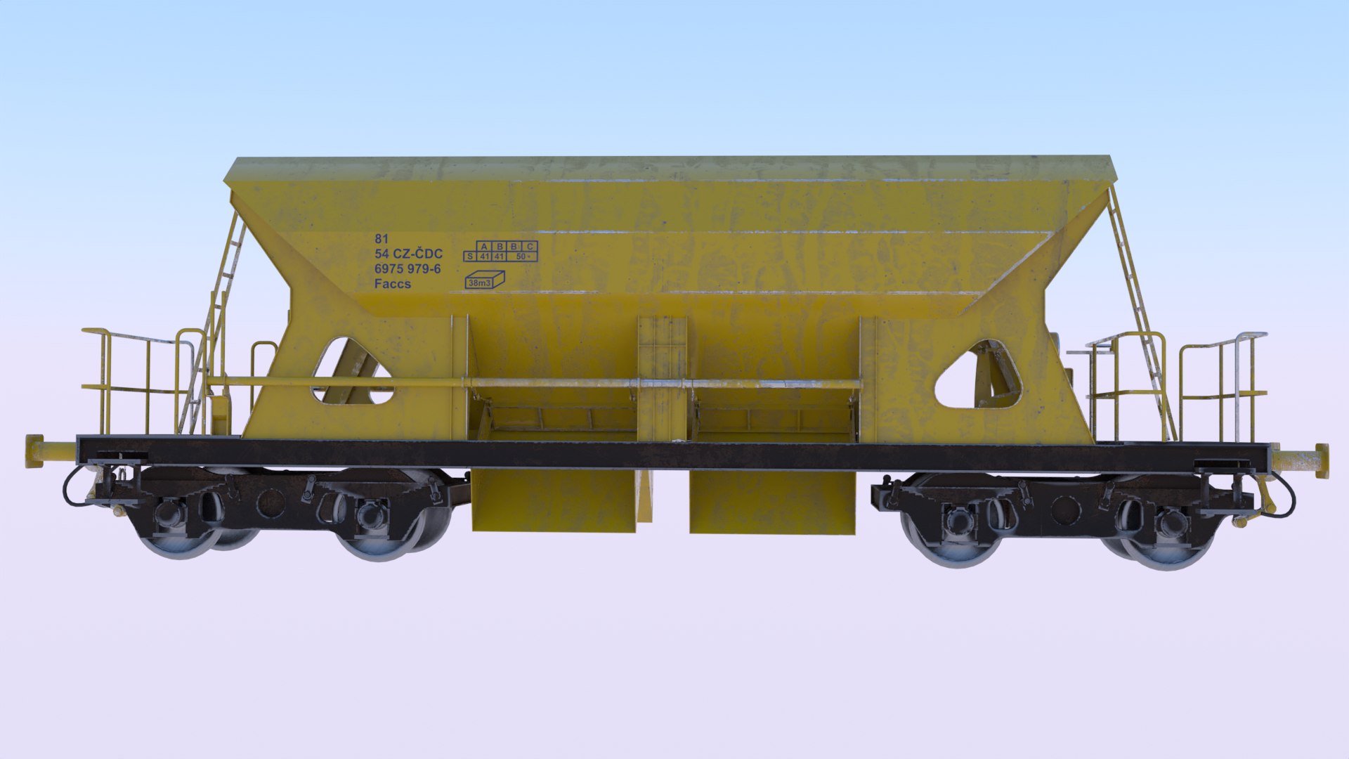 Hopper Wagon PBR Yellow 3D Model - TurboSquid 2240624