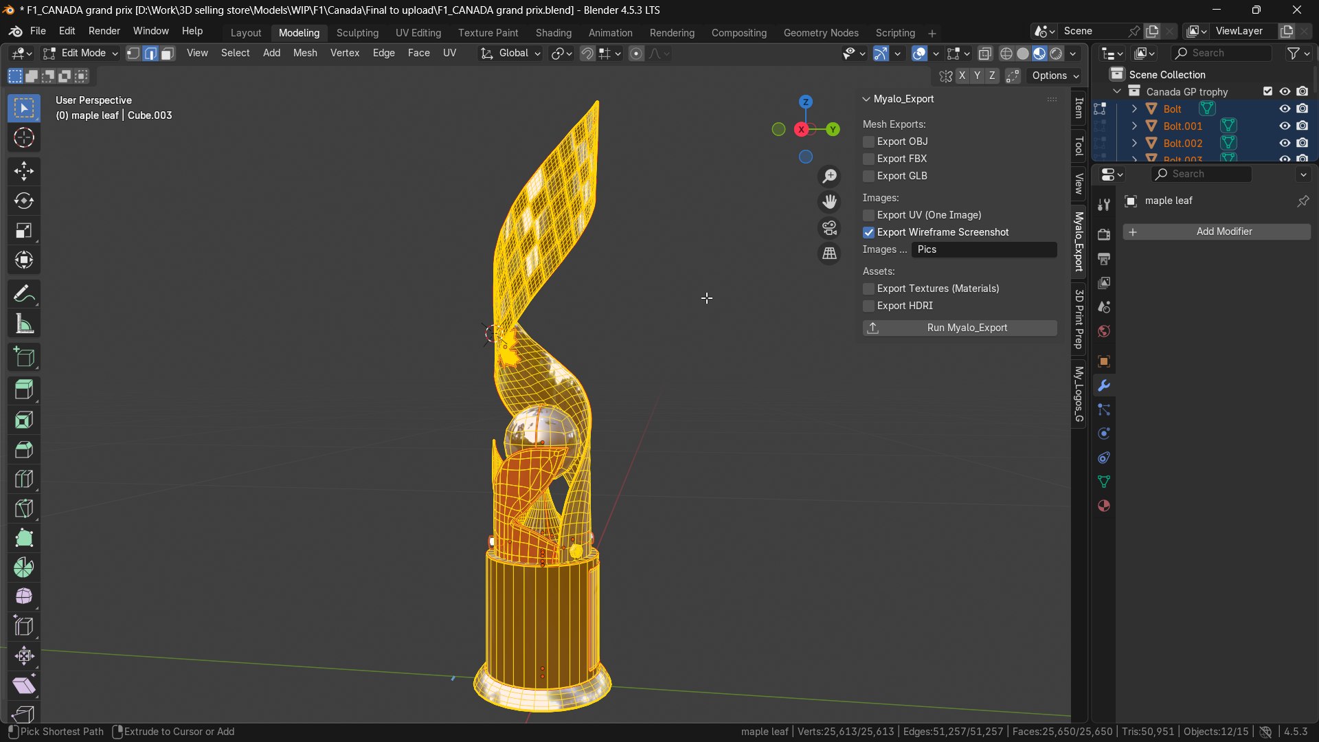 F1 Canada Grand Prix Trophy Award - Cinematic Model - TurboSquid 2544431