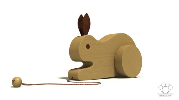 3d max unique wooden toy rabbit