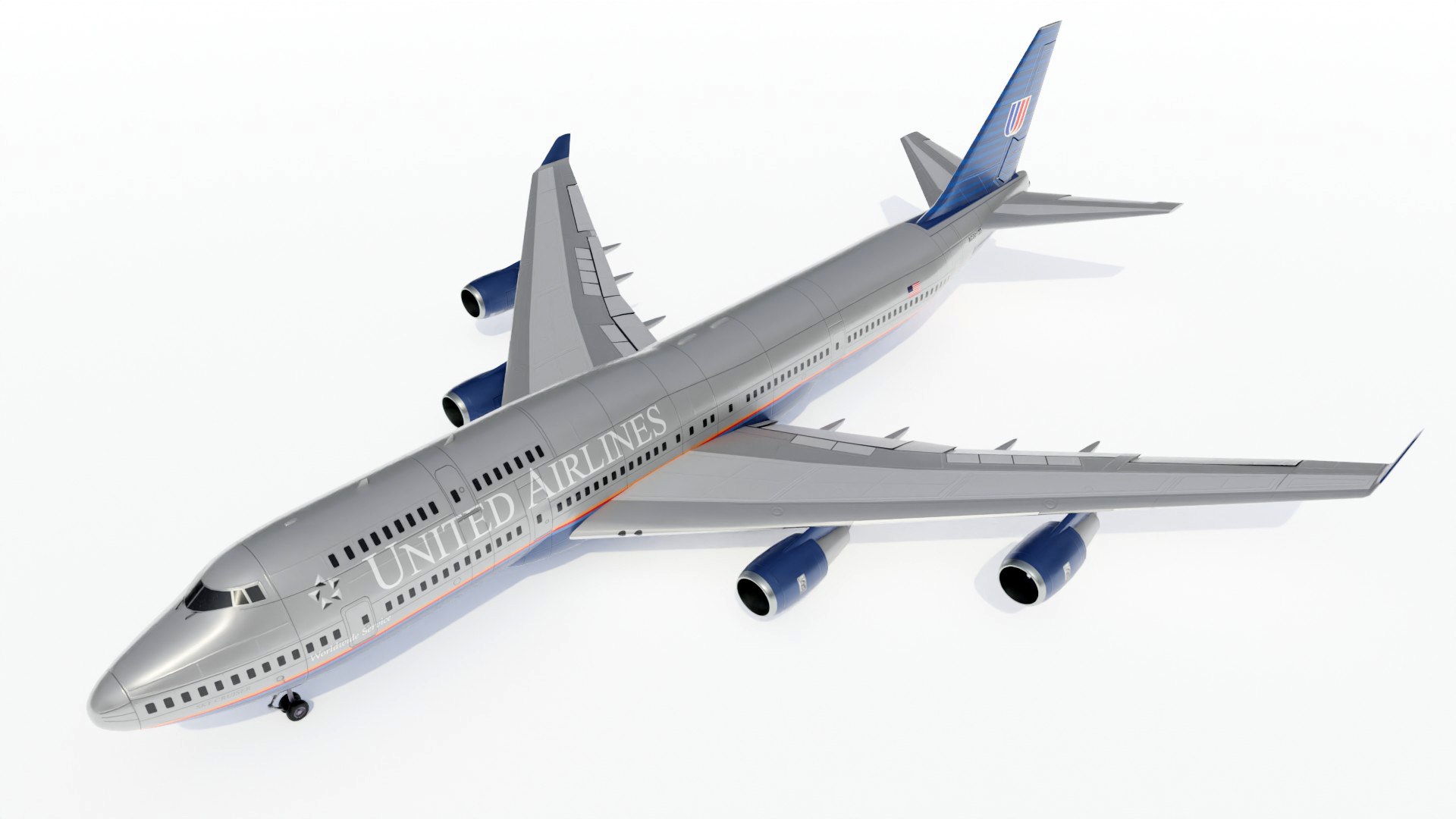 747-400 airliner united 747 jumbo 3d model