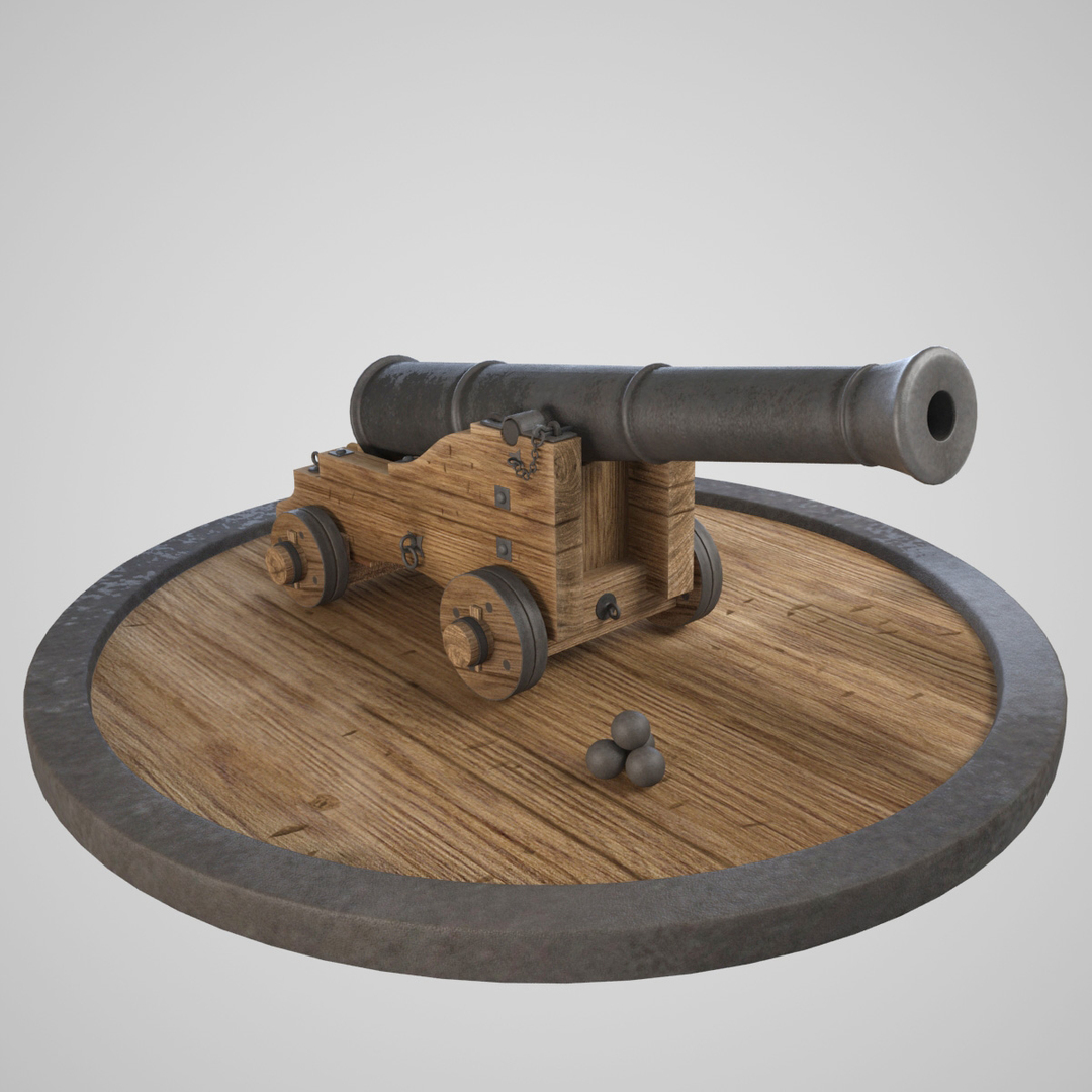 Medieval Vessel Ship Cannon 3d Model