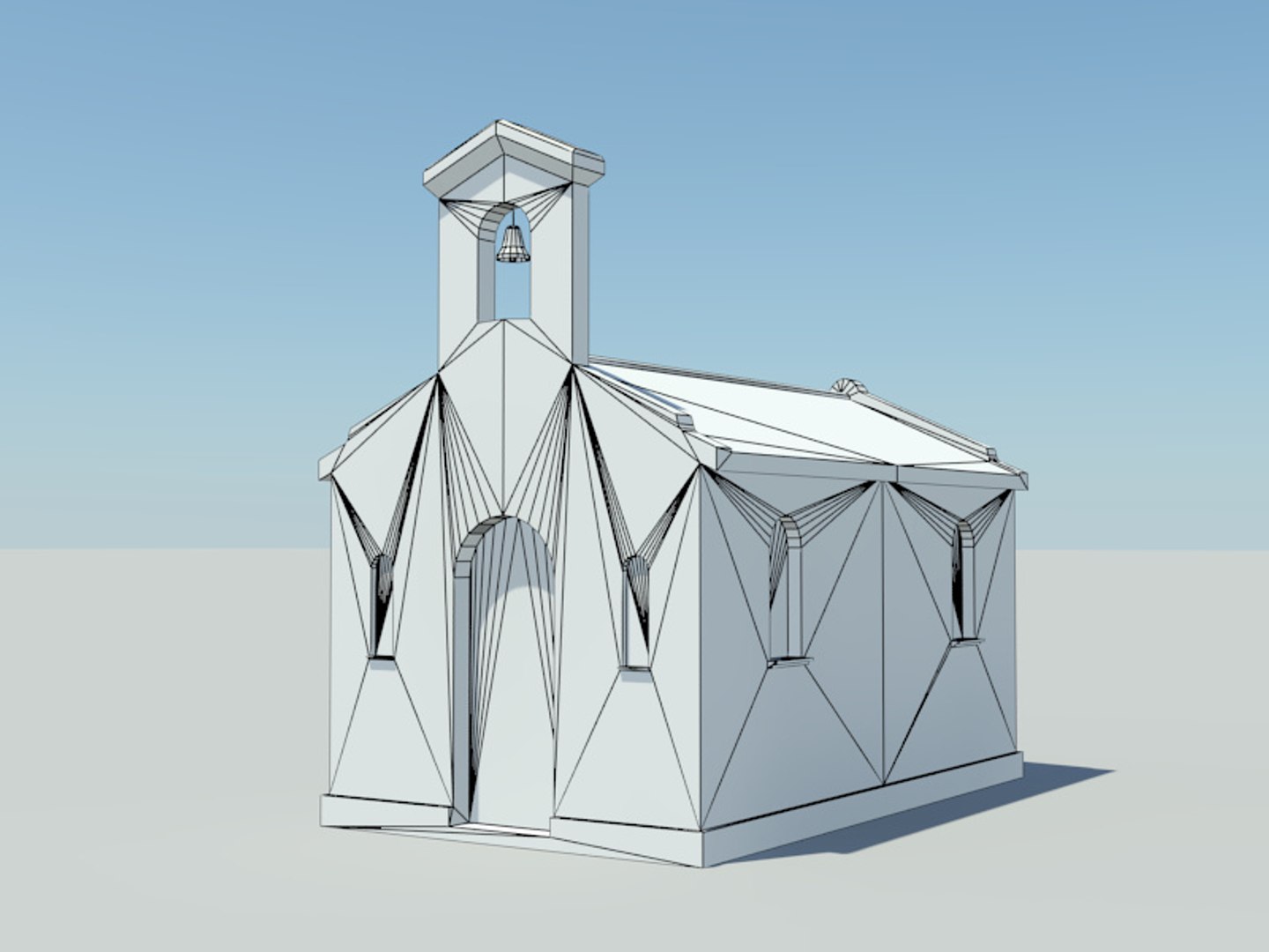 3d Model Of Low-poly Small Church Building