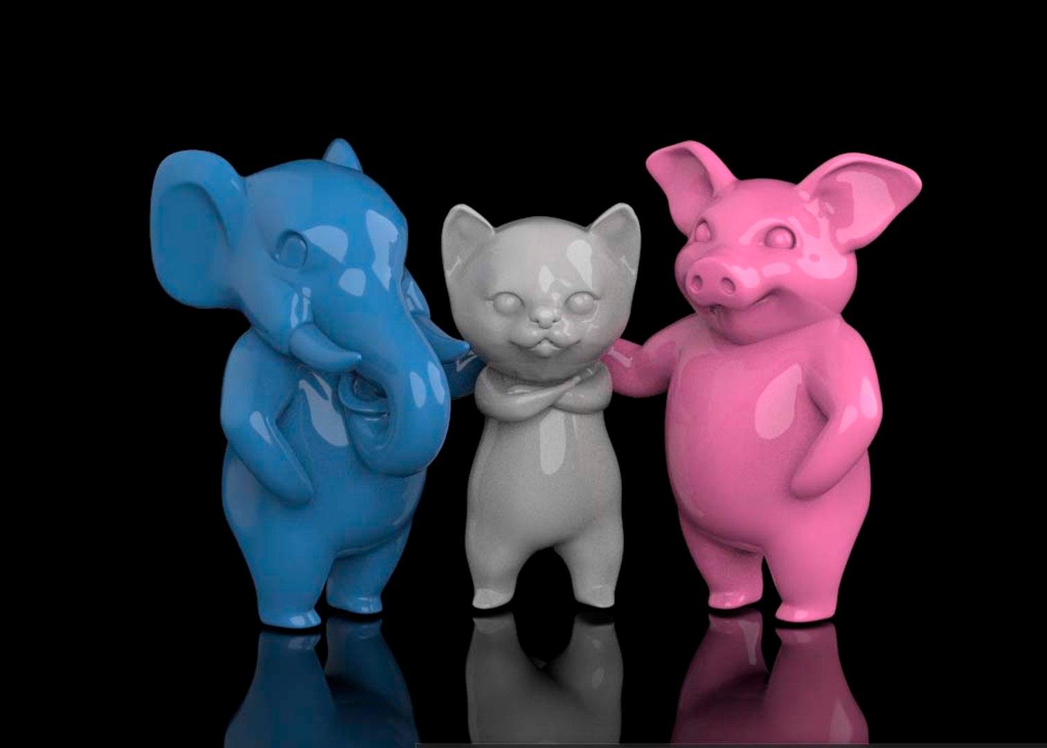 3D elephant pig cat - TurboSquid 1469317