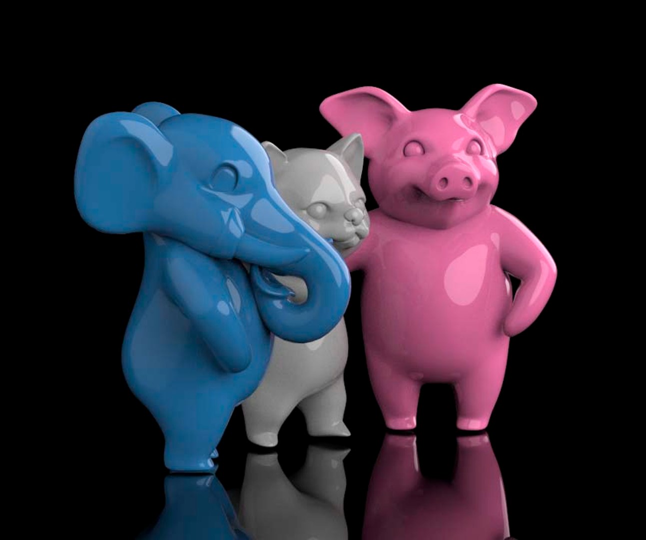 3D elephant pig cat - TurboSquid 1469317