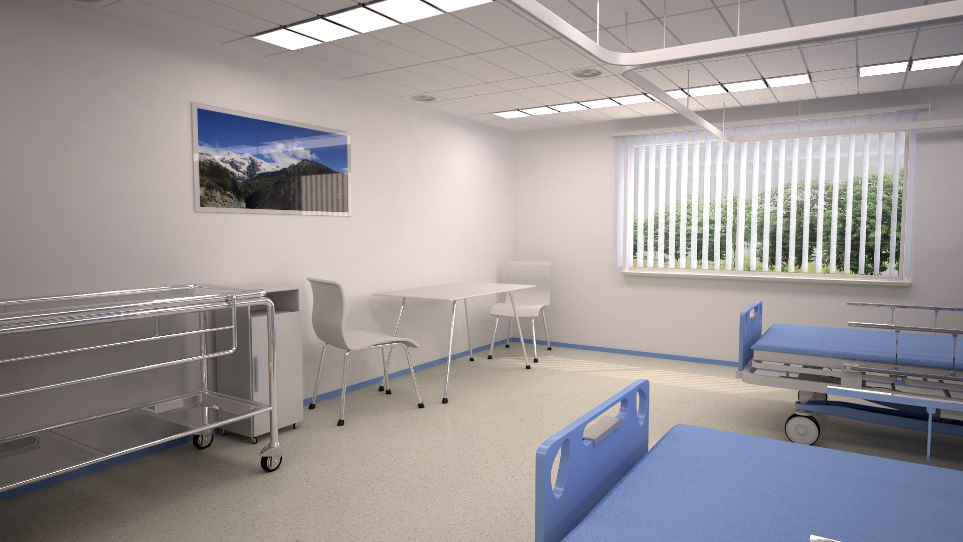 3D Model Hospital Bed Ward Scene - TurboSquid 1544275