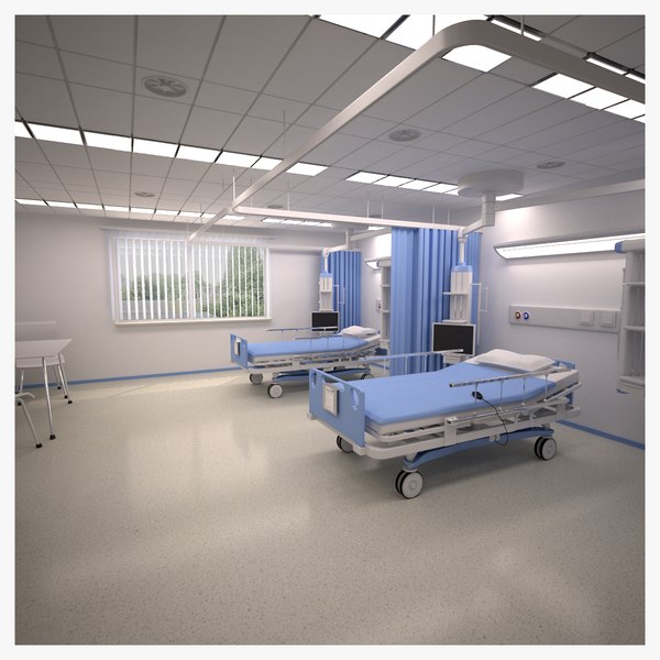 3D model hospital bed ward scene - TurboSquid 1544275