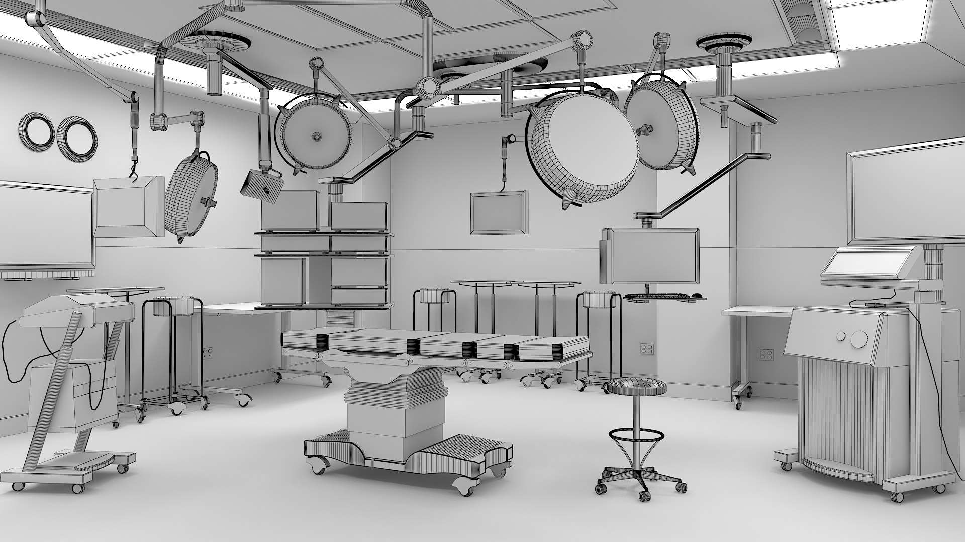 Hospital Operating Room Medical Equipment 3d Model