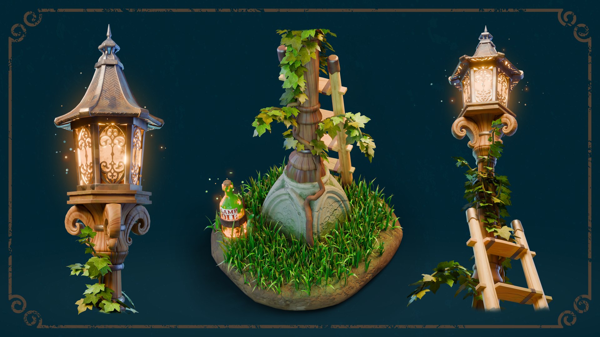 Stylized Medieval Lamp Post Low-poly PBR Asset 3D Model - TurboSquid ...