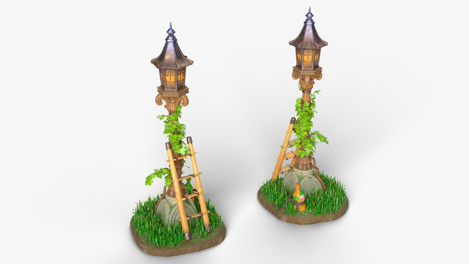 Stylized Medieval Lamp Post Low-poly PBR Asset 3D Model - TurboSquid ...