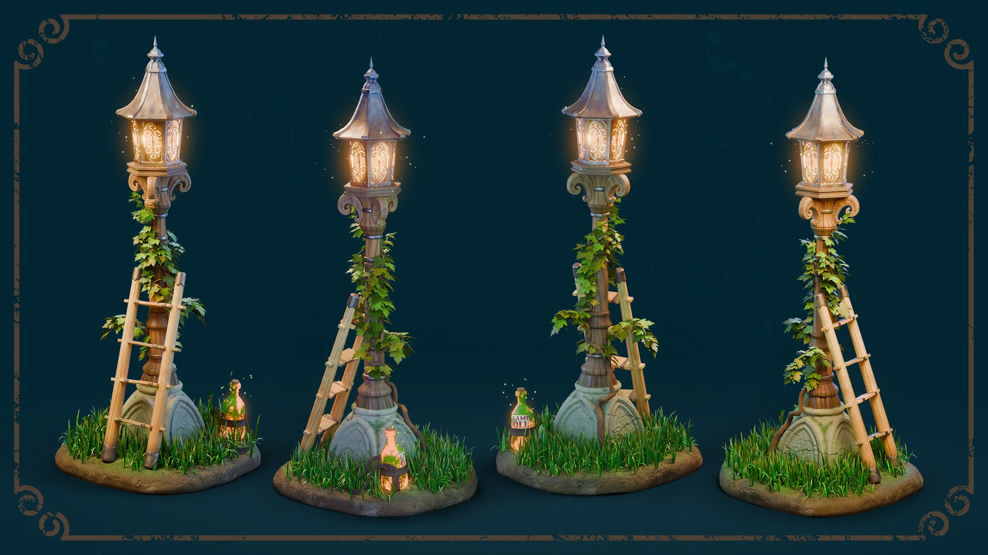 Stylized Medieval Lamp Post Low-poly PBR Asset 3D Model - TurboSquid ...