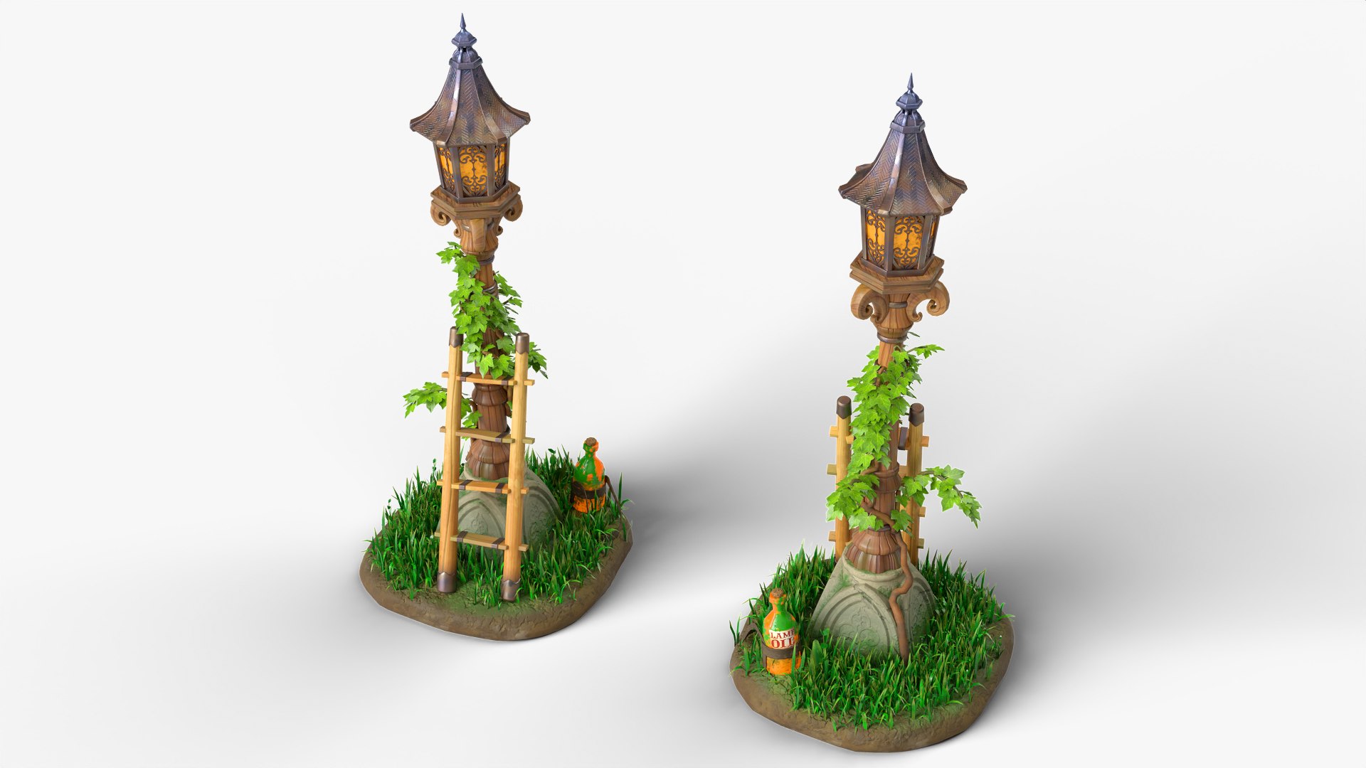 Stylized Medieval Lamp Post Low-poly PBR Asset 3D Model - TurboSquid ...