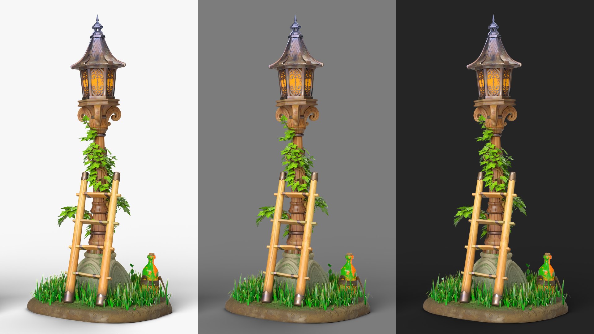 Stylized Medieval Lamp Post Low-poly PBR Asset 3D Model - TurboSquid ...