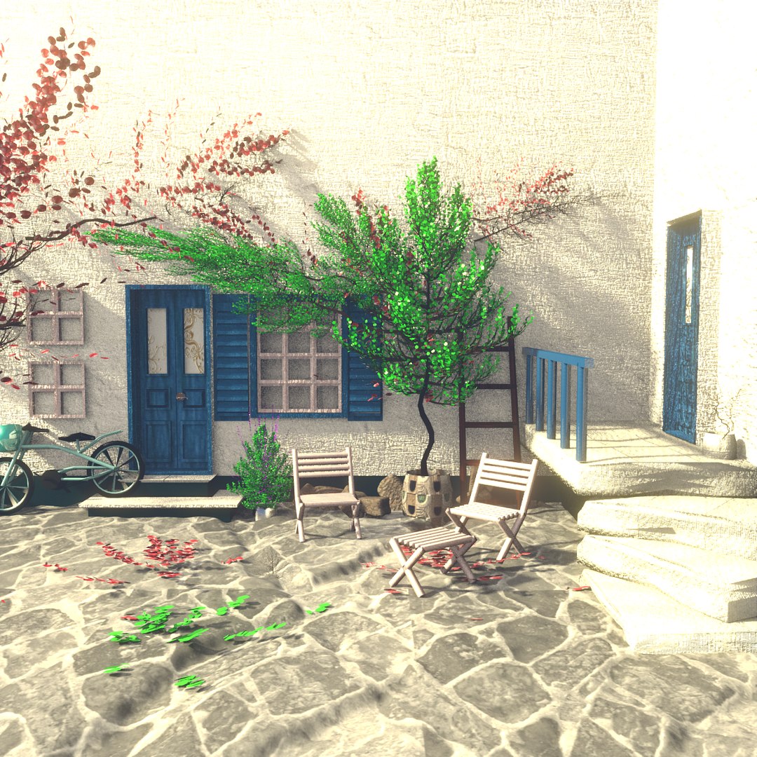 Greek House Front Facade 3D - TurboSquid 2384411