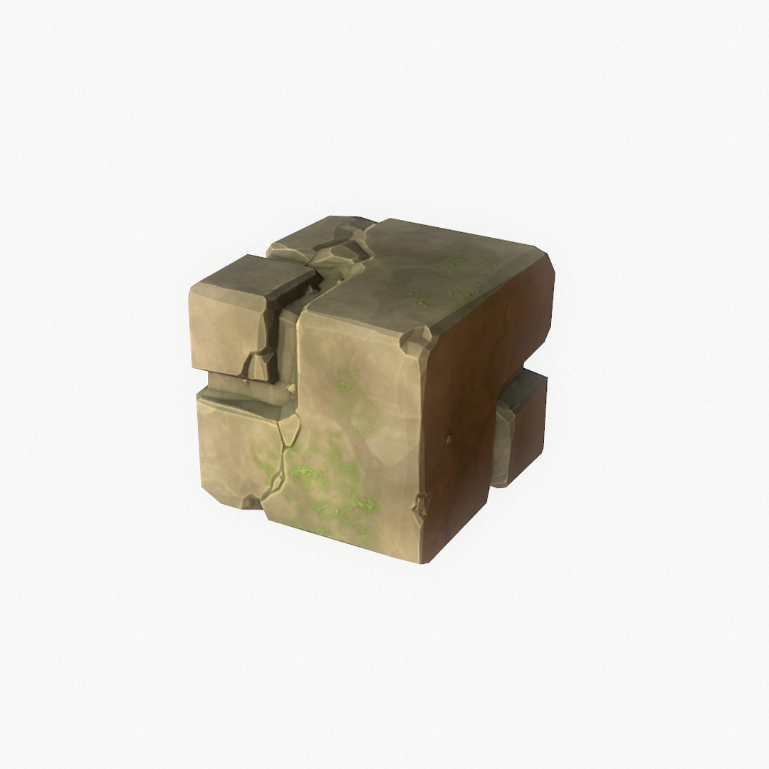 3d Model Cartoon Ancient Ruined Cube