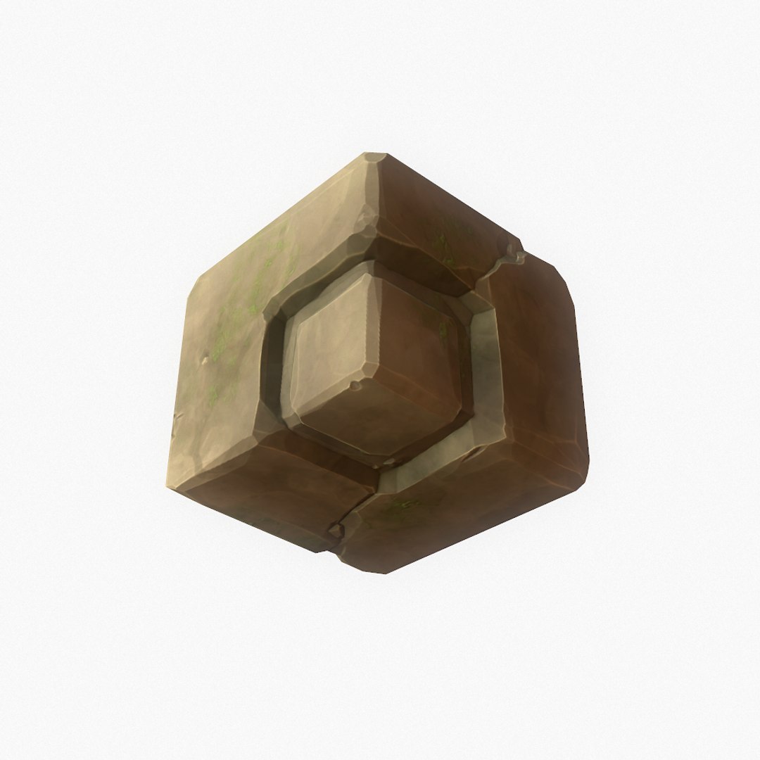 3d Model Cartoon Ancient Ruined Cube