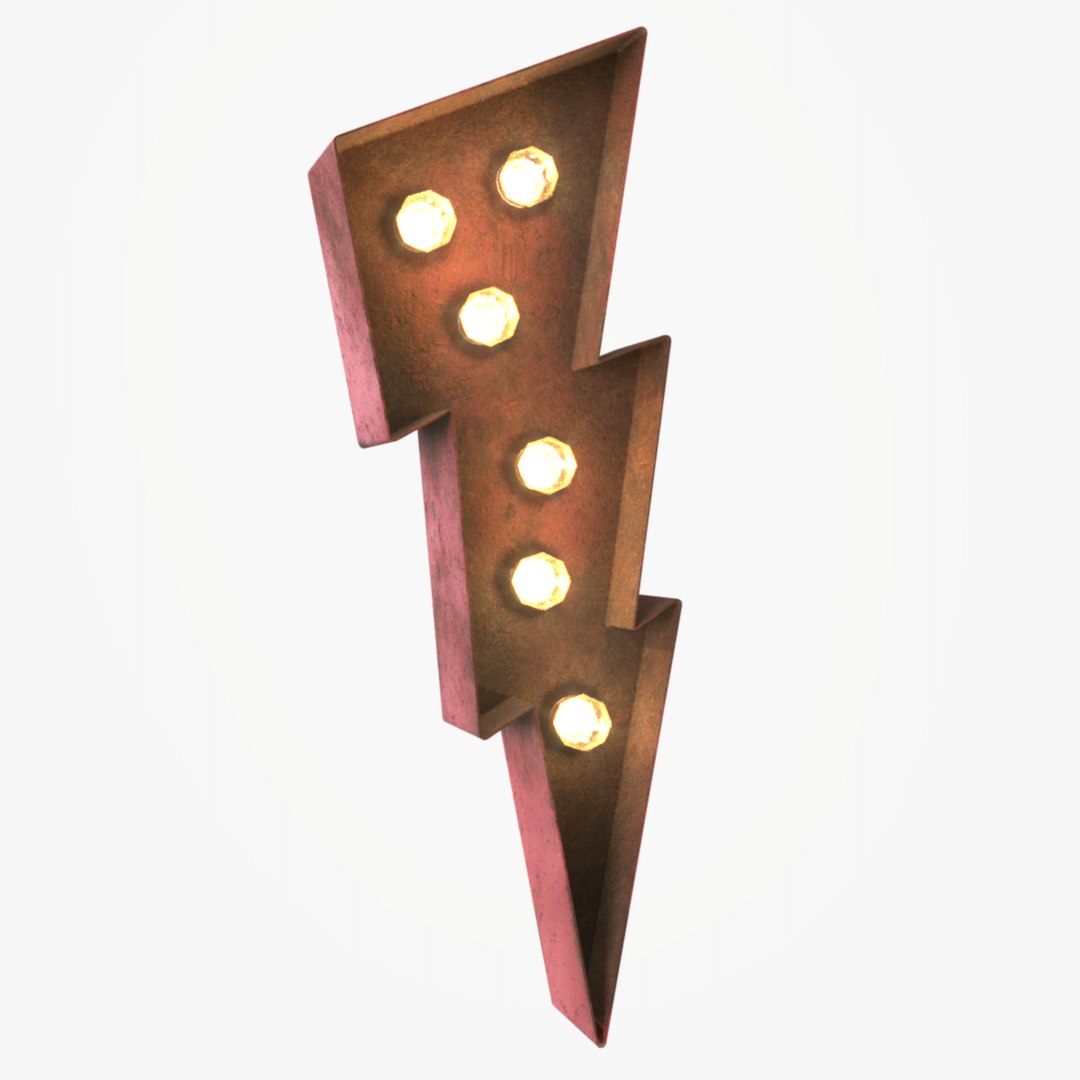 3D Model Lightning Bolt Rusted Sign - TurboSquid 1768101