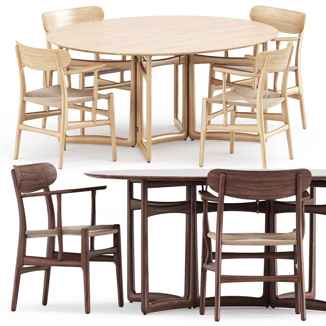 3D CH26 chair and Drop Leaf HM6 Table - TurboSquid 1797479