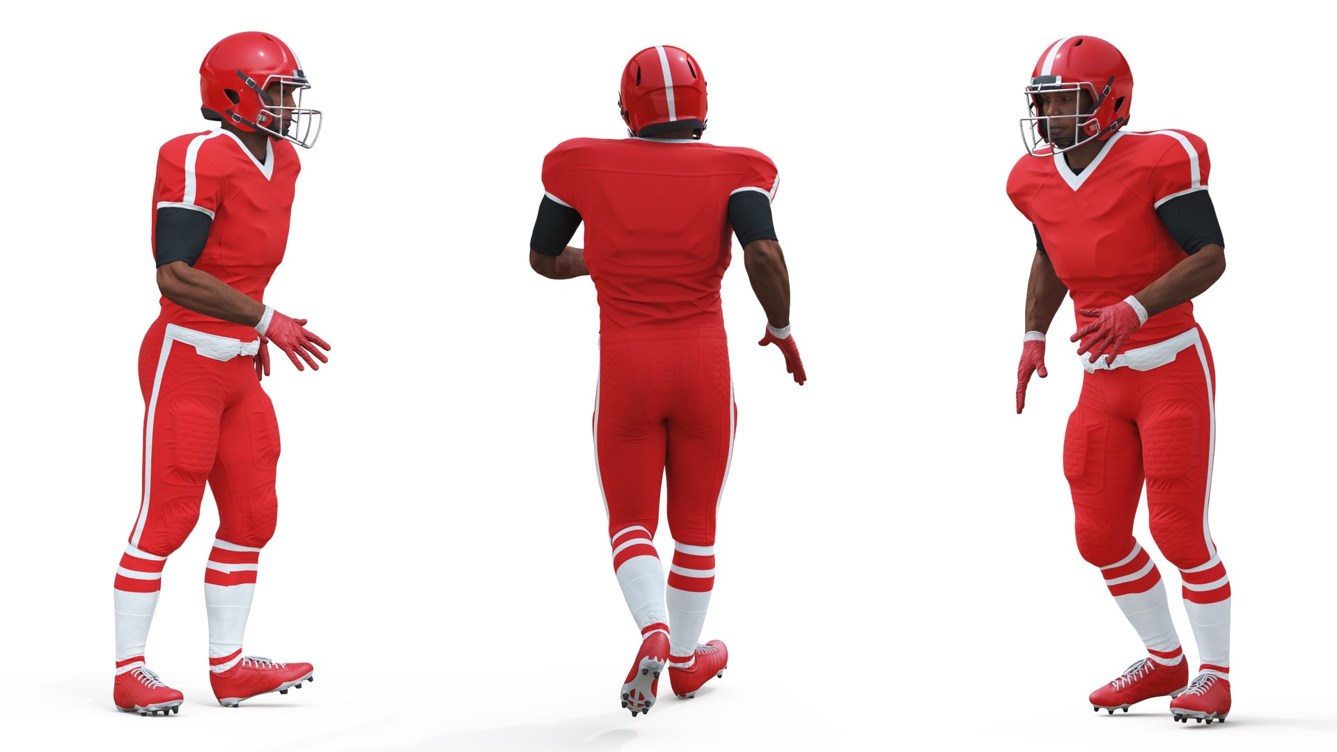 Red Uniform Black Man Football Player Rigged 3D model - TurboSquid 2091405