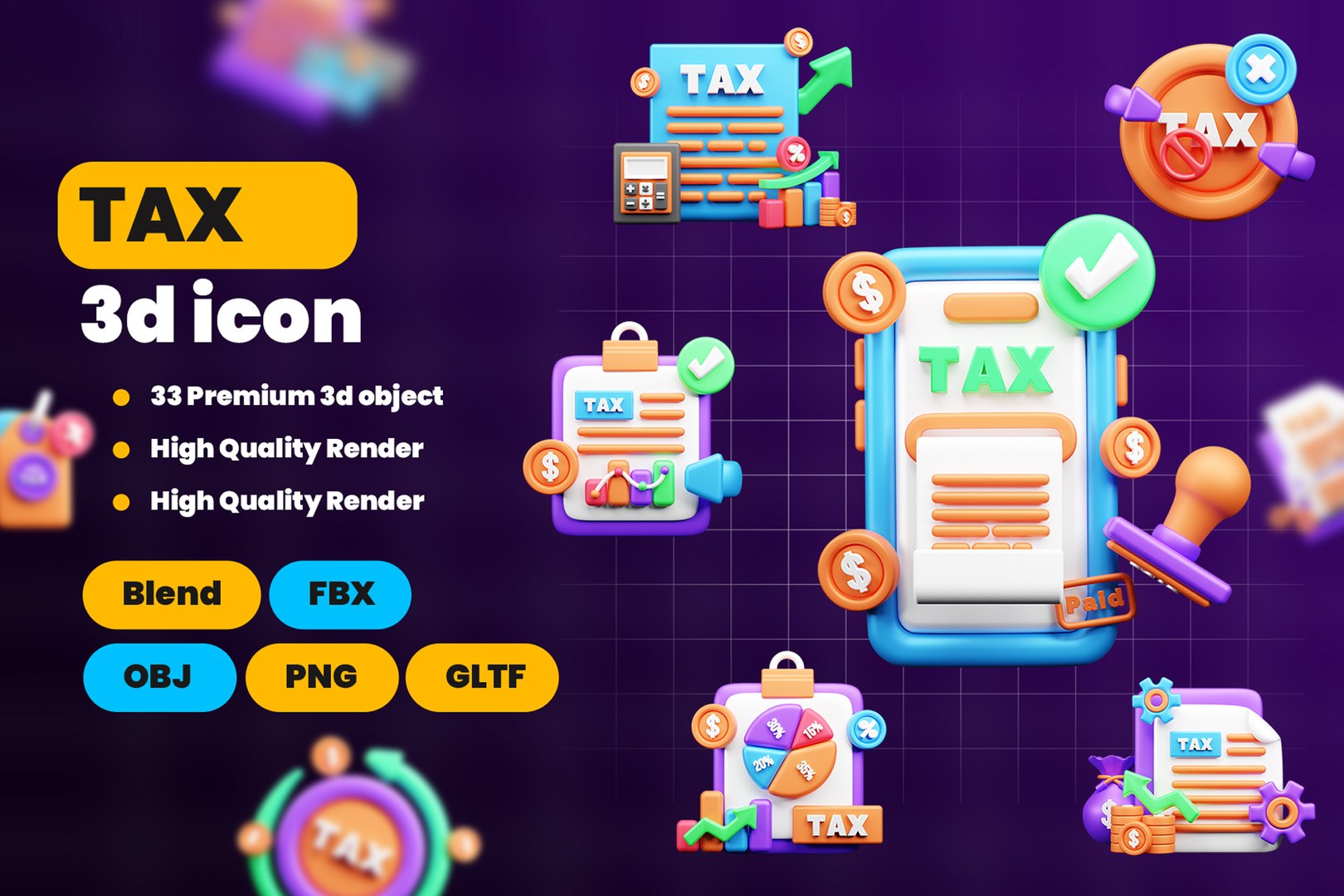 TAX 3d Illustration Icon Pack 3D Model - TurboSquid 2247162