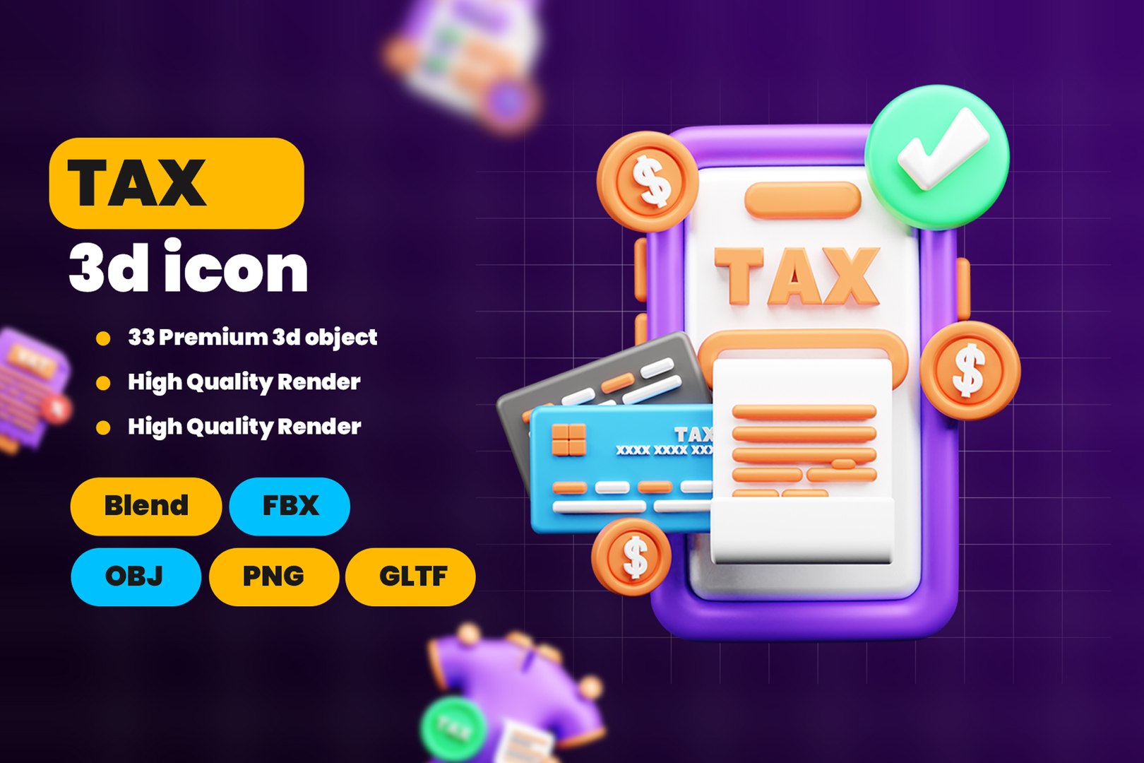 TAX 3d Illustration Icon Pack 3D Model - TurboSquid 2247162