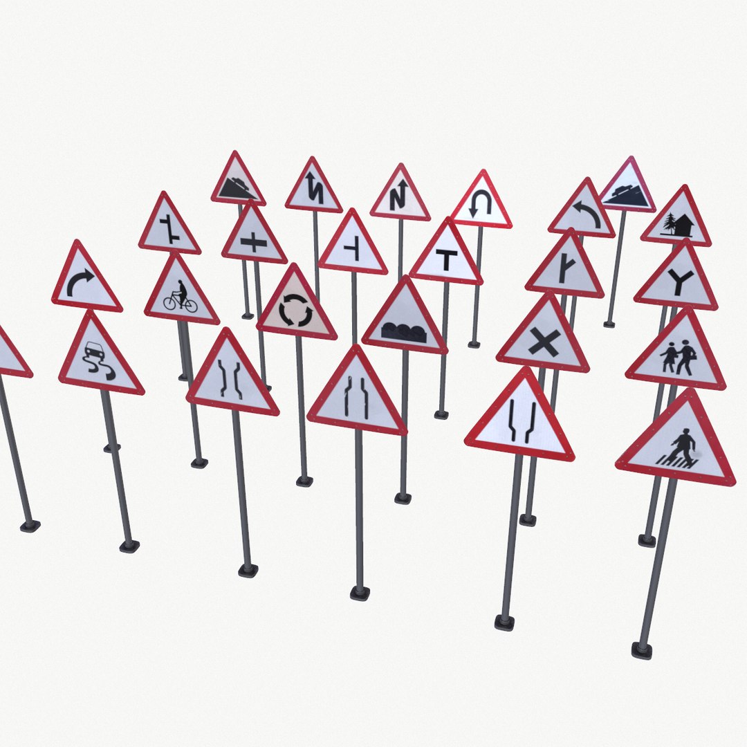 3D road sign pack 1 model - TurboSquid 1414521