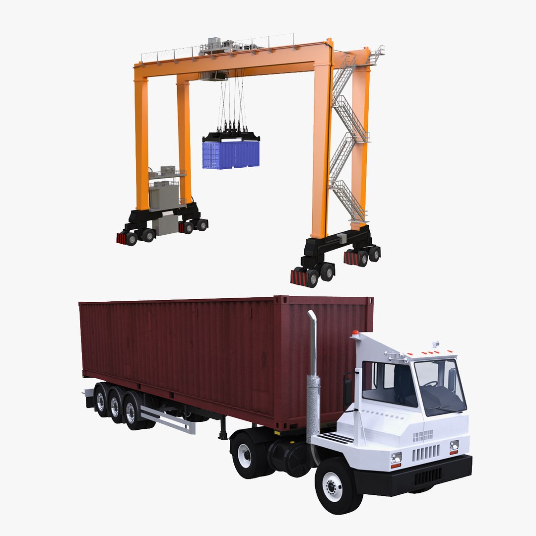 Terminal Crane and Tractor model - TurboSquid 1881643