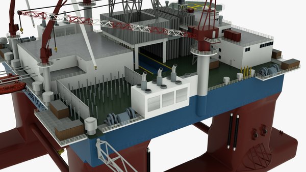 Floating drilling rig 3D model - TurboSquid 1471492