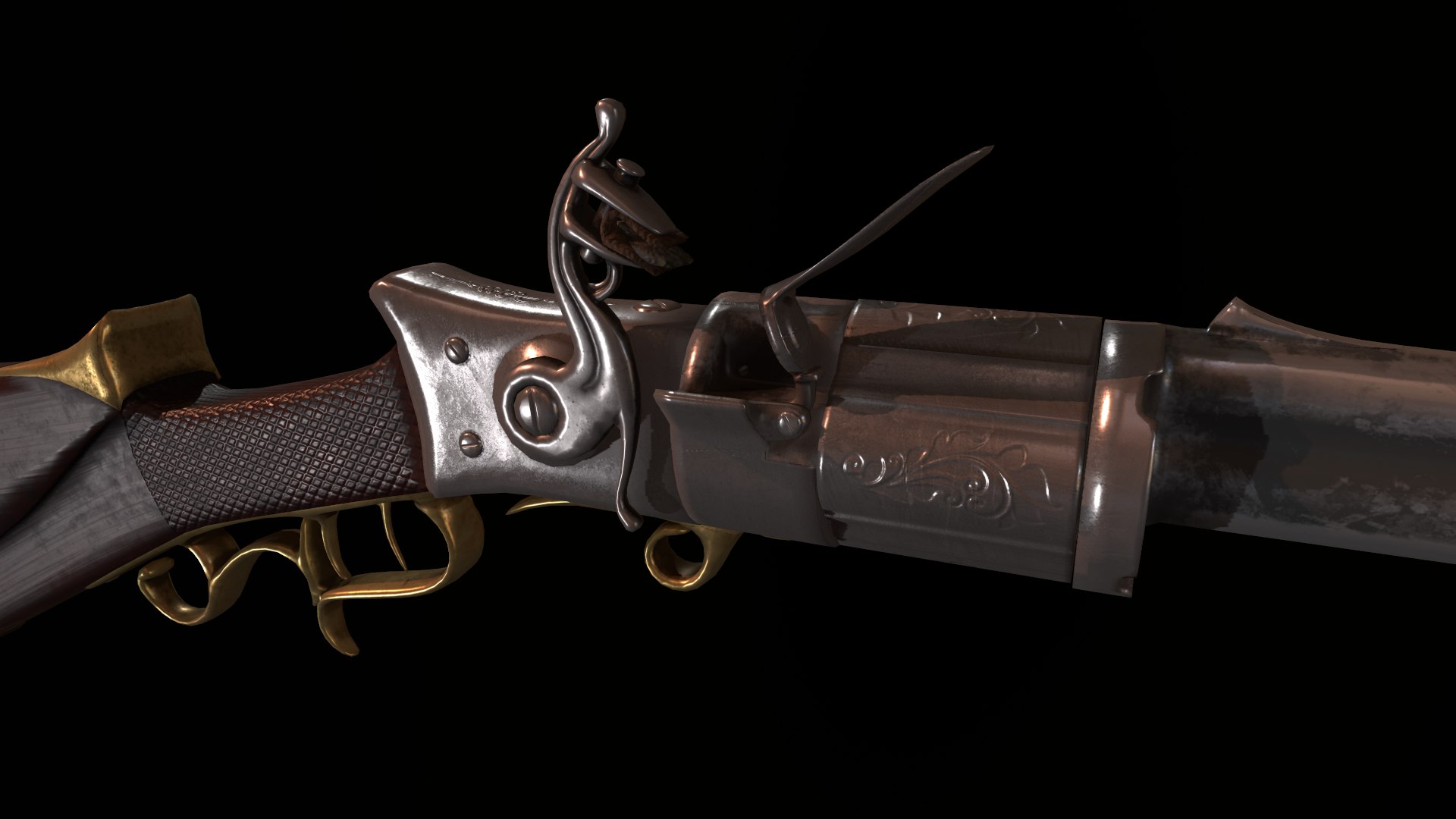 Flintlock Revolver Rifle 3D Model - TurboSquid 1253335