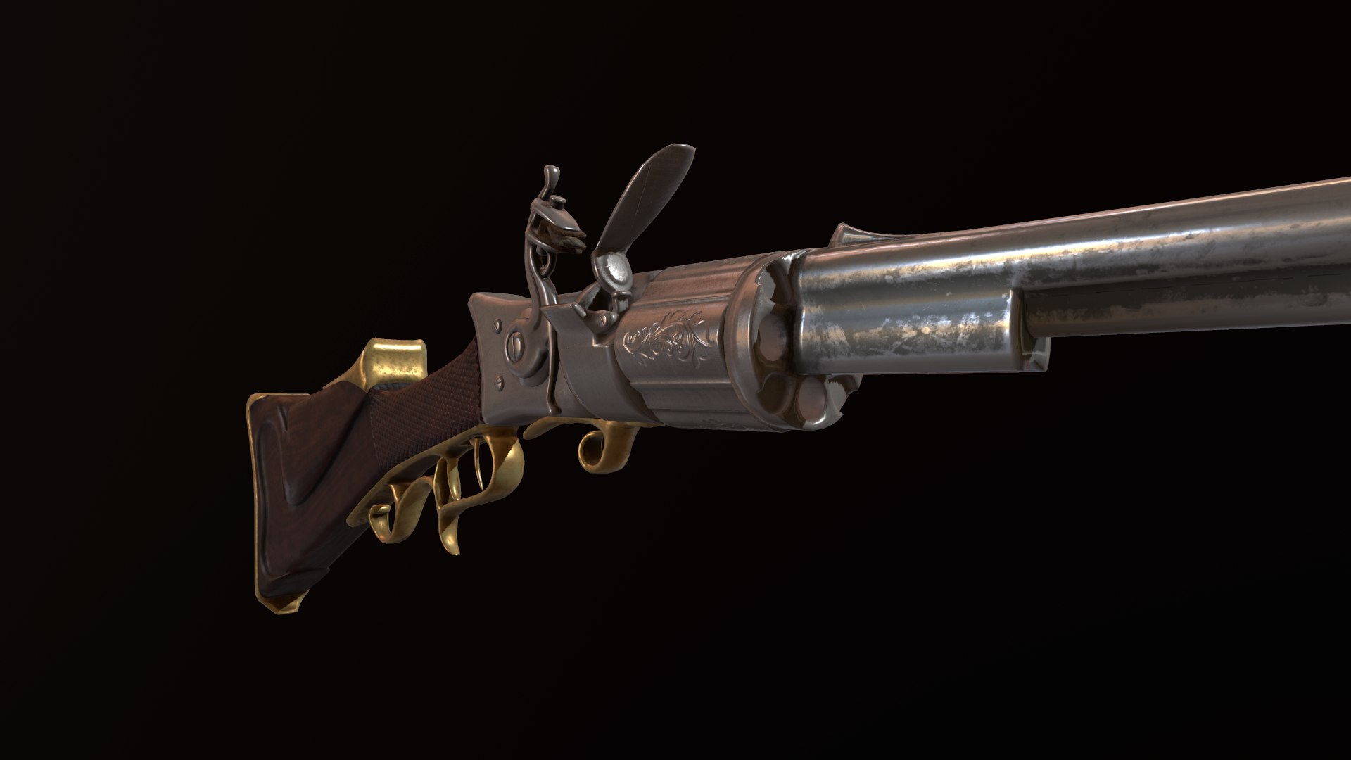 Flintlock Revolver Rifle 3D Model - TurboSquid 1253335