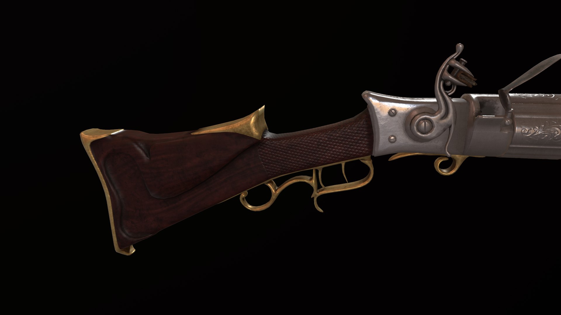 Flintlock Revolver Rifle 3D Model - TurboSquid 1253335