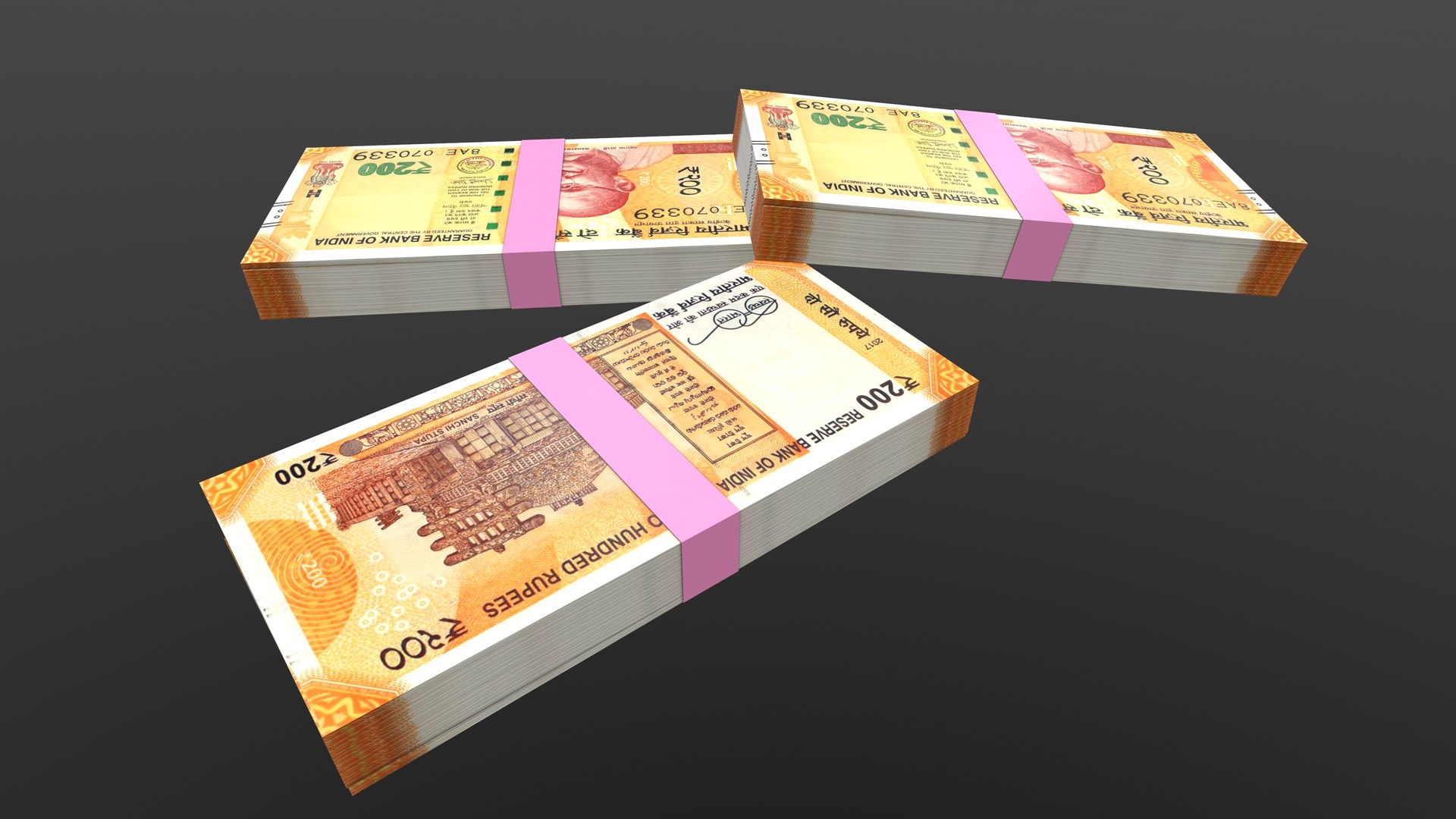 3D Indian 200 Note Currency Bundle AR VR PBR Model - TurboSquid 2007278