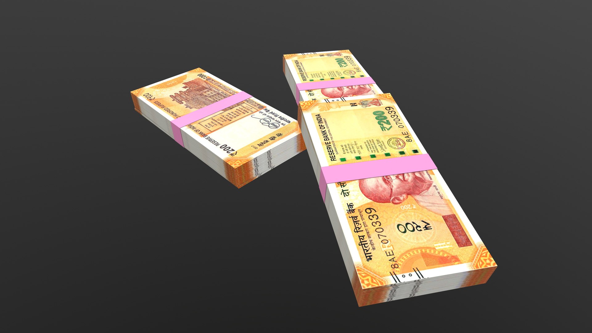 3D Indian 200 Note Currency Bundle AR VR PBR Model - TurboSquid 2007278